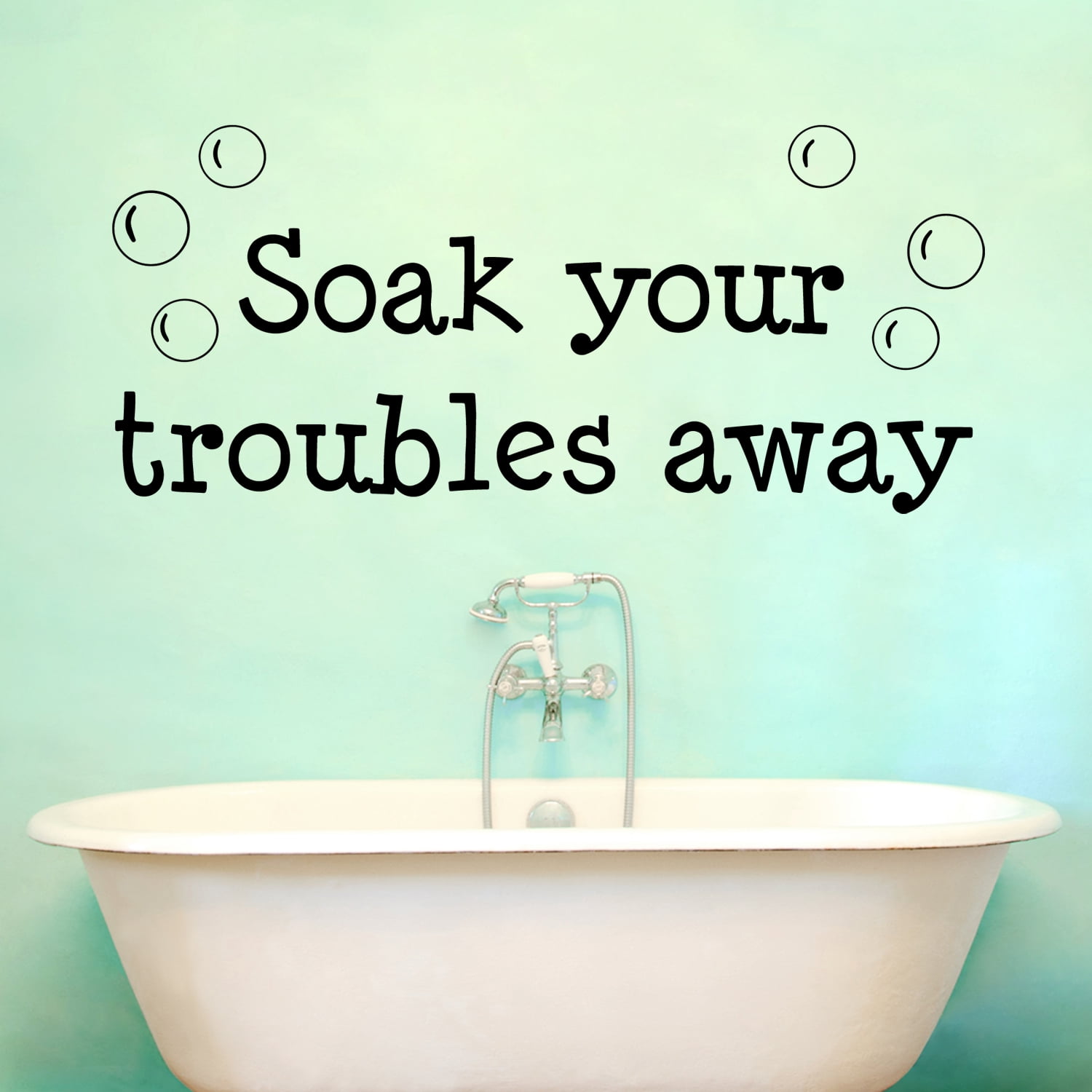 VWAQ Soak Your Troubles Away Wall Decal Bathroom Vinyl Quotes Wall Art ...