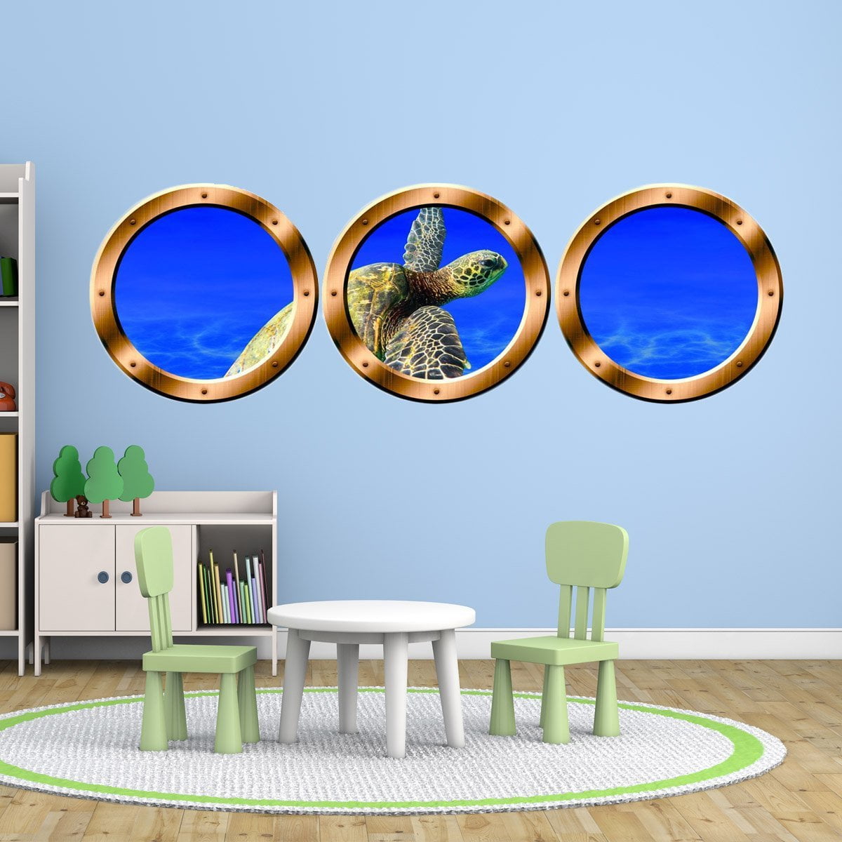 VWAQ Submarine Porthole Decal, Sea Turtle Wall Decor - Ocean Animals ...