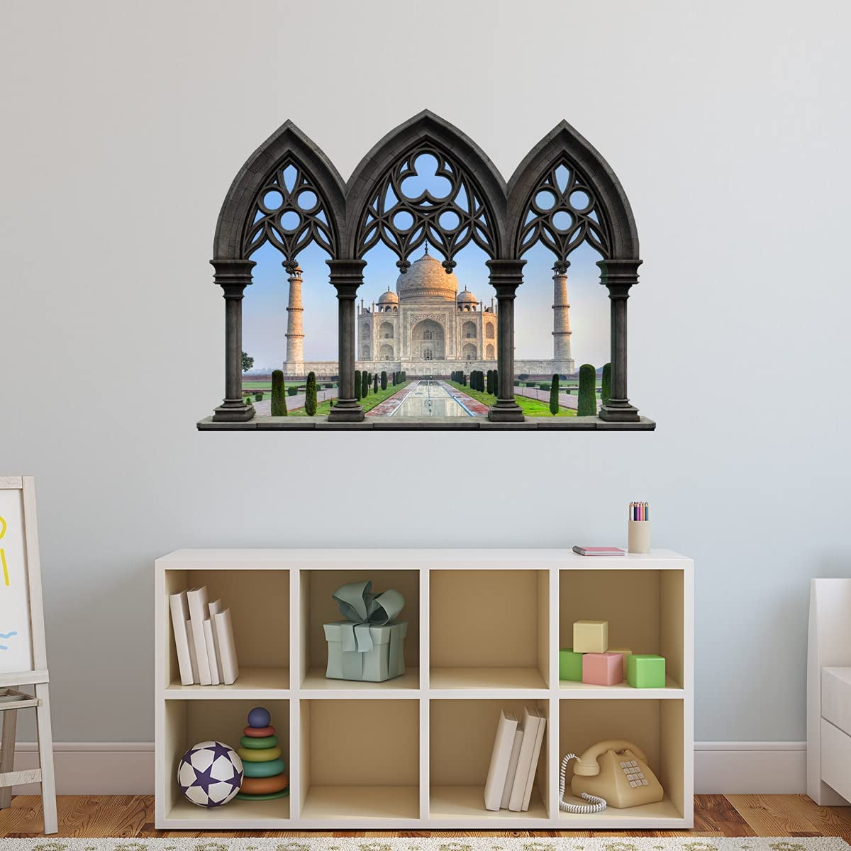 VWAQ - Taj Mahal Wall Art Decal Castle Window Decals for Walls Scenic ...