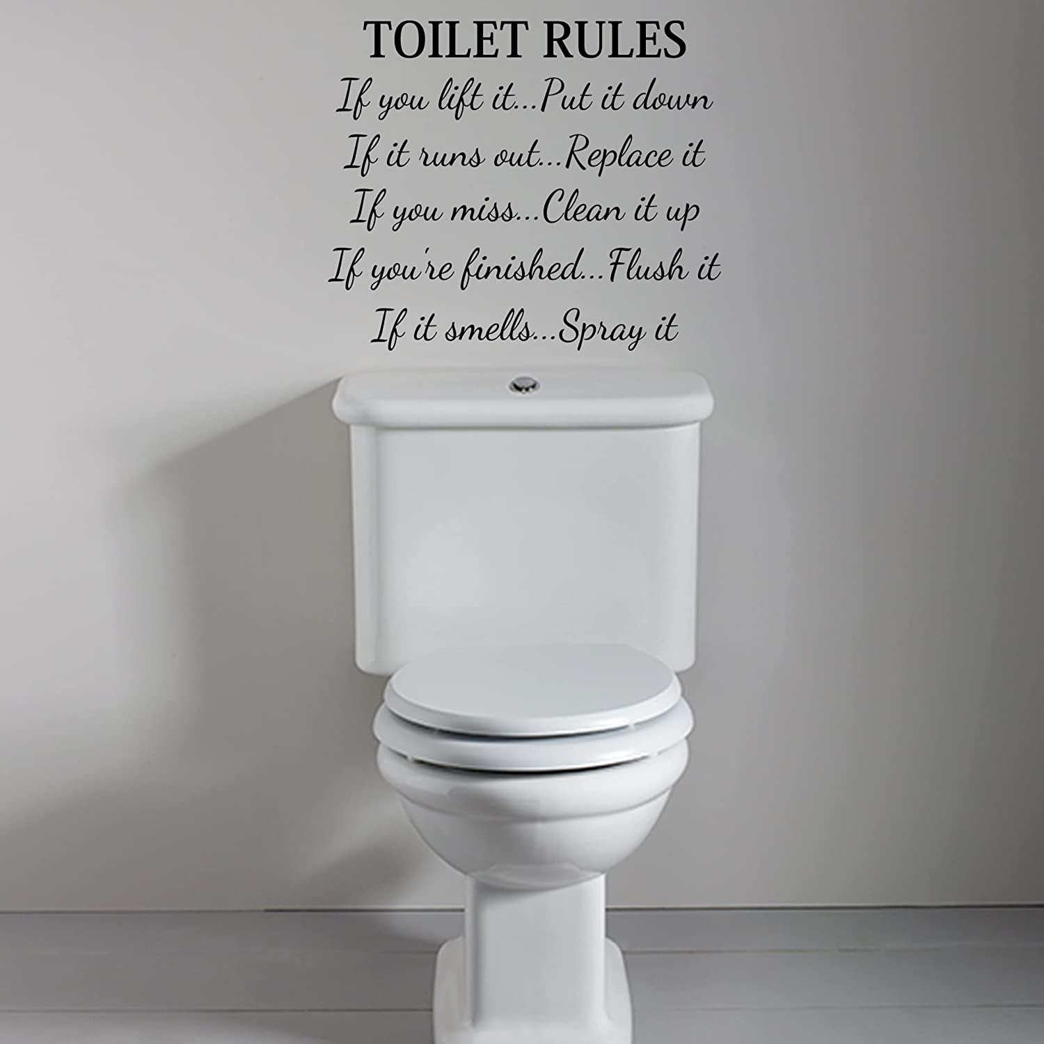 VWAQ Toilet Rules Vinyl Wall Decor Bathroom Sticker Restroom Vinyl ...