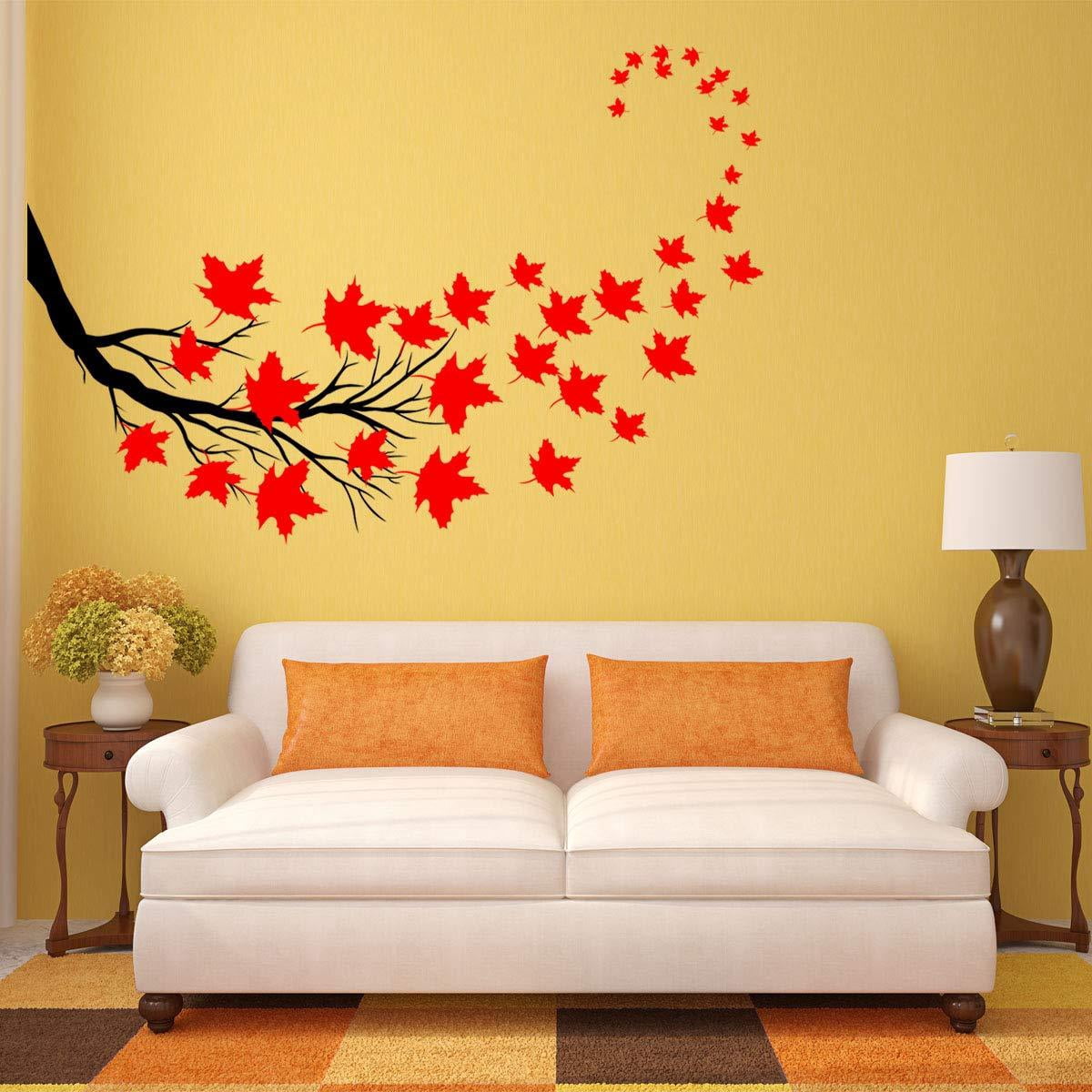 VWAQ Tree Branch Leaves Wall Sticker - Living Room Decal Decor - 37 PCS ...
