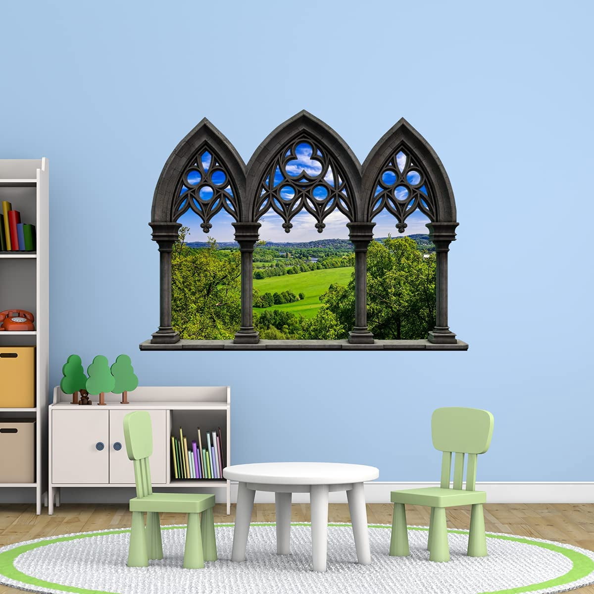 VWAQ - Vinyl Nature Window Wall Decal - Grassy Field Scenic Mural Wall ...