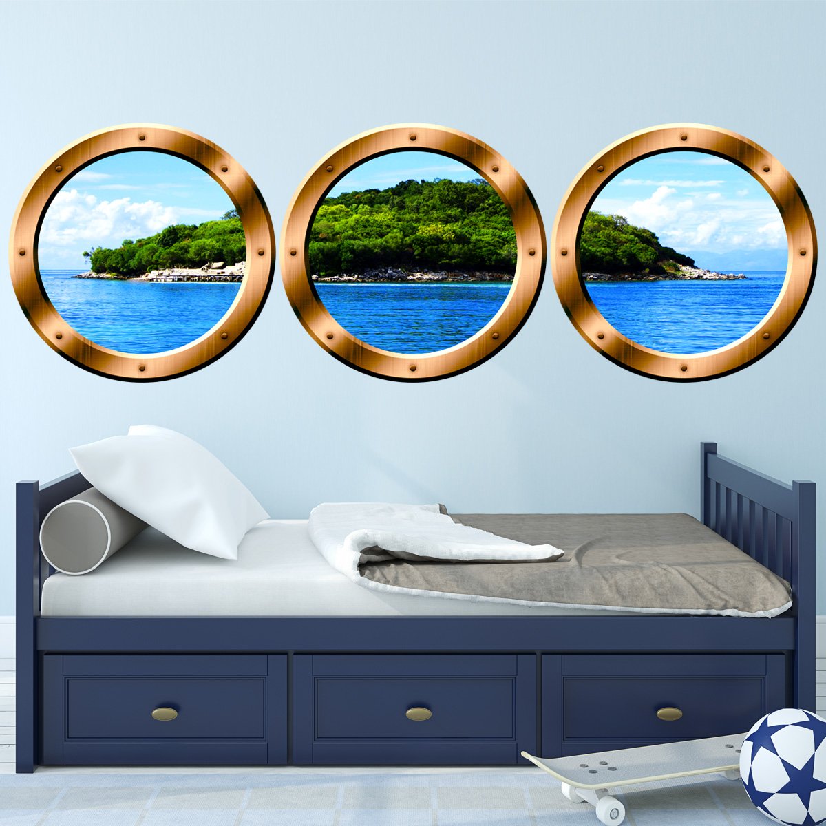 VWAQ Wall Art Porthole Window Murals - Nature Window Stickers - Cruise ...