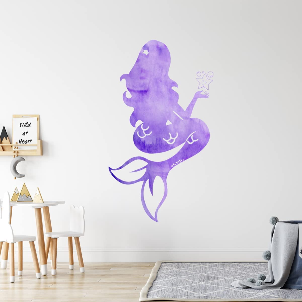 VWAQ Watercolor Mermaid Wall Decal Personalized Girls Room Decor - NA24 ...