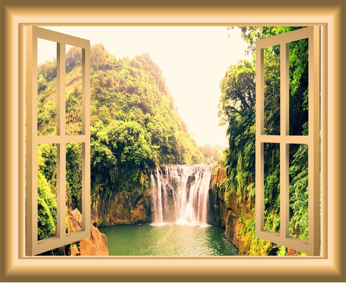 VWAQ Waterfall Window Decal 3D Wall Sticker Peel And Stick Mural VWAQ ...