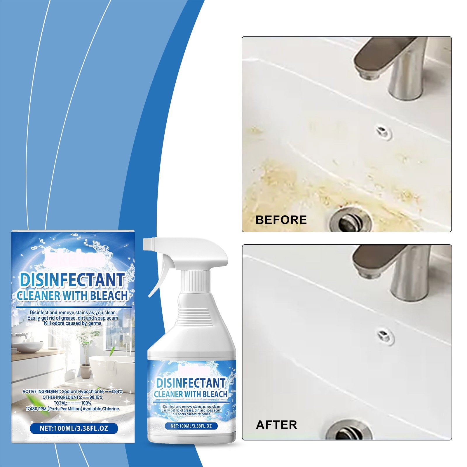 VWRXBZ 100ML Sanitizing Spray, Portable No-Rinse Quick-Dry Disinfectant ...