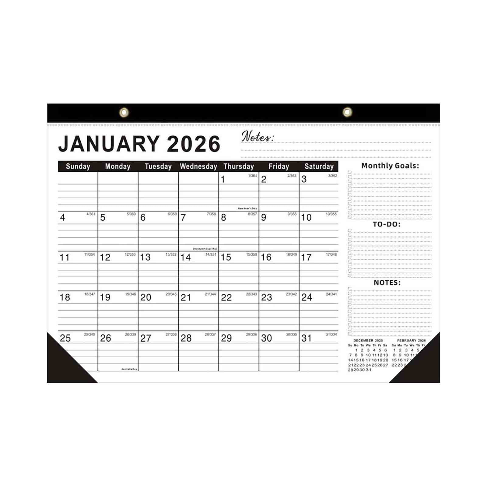 VWRXBZ 2026-2027 Calendar Wall Desk Planner with Hanging Hook, 18 Month ...