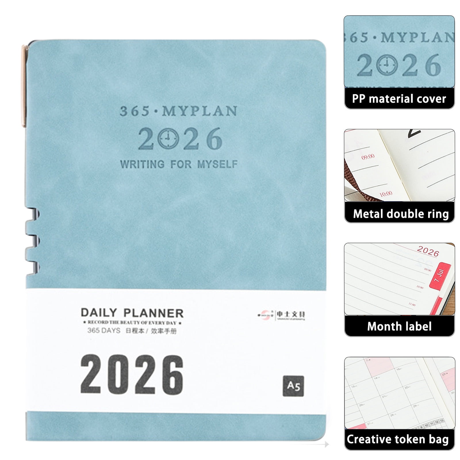 VWRXBZ A5 2026 Schedule Planner Notebook with Date Notes, Faux Leather ...