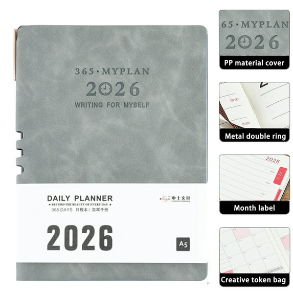 VWRXBZ A5 2026 Schedule Planner Notebook with Date Notes, Faux Leather ...