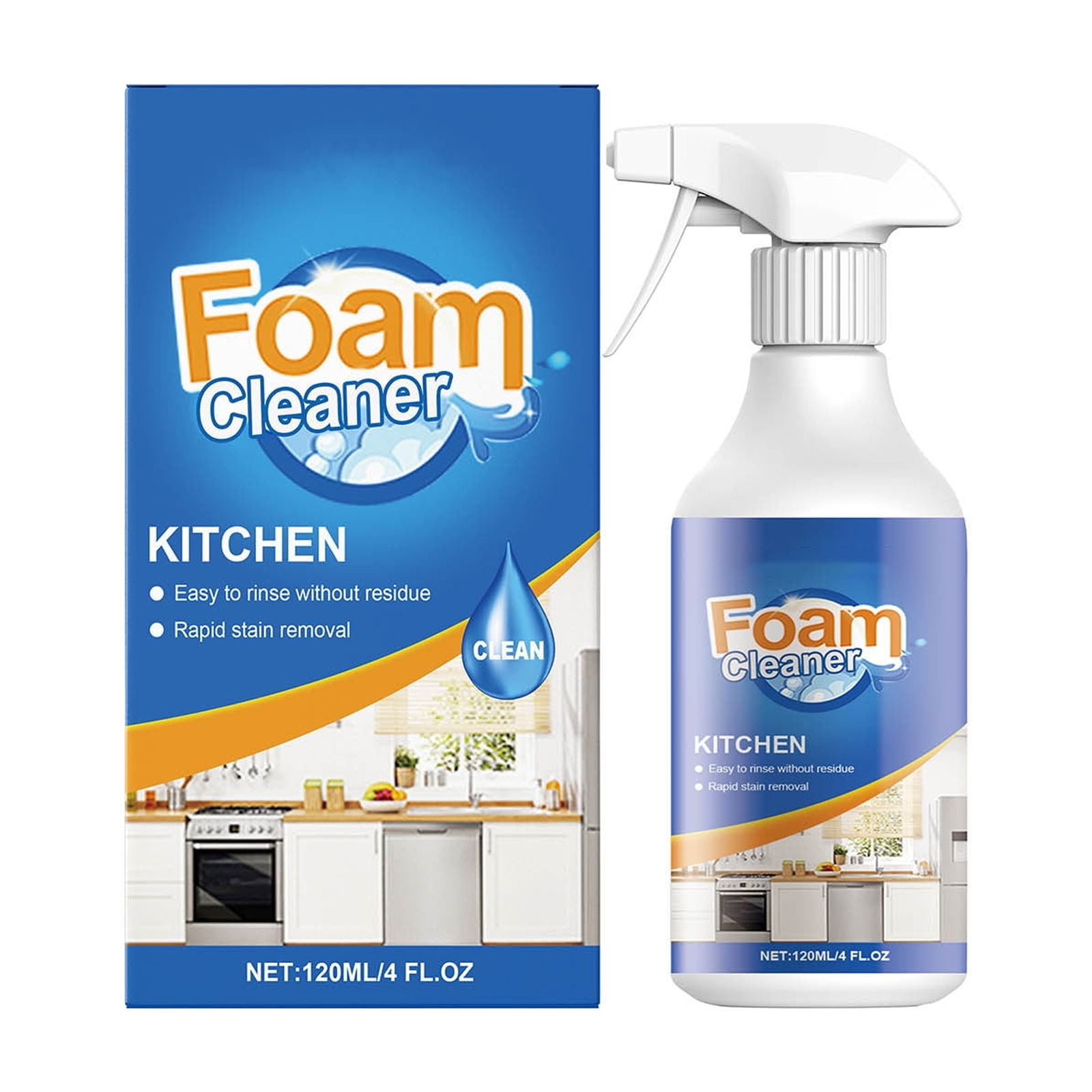 VWRXBZ Kitchen Foam Cleaner 120ml, Oven Grease Remover, Countertop ...