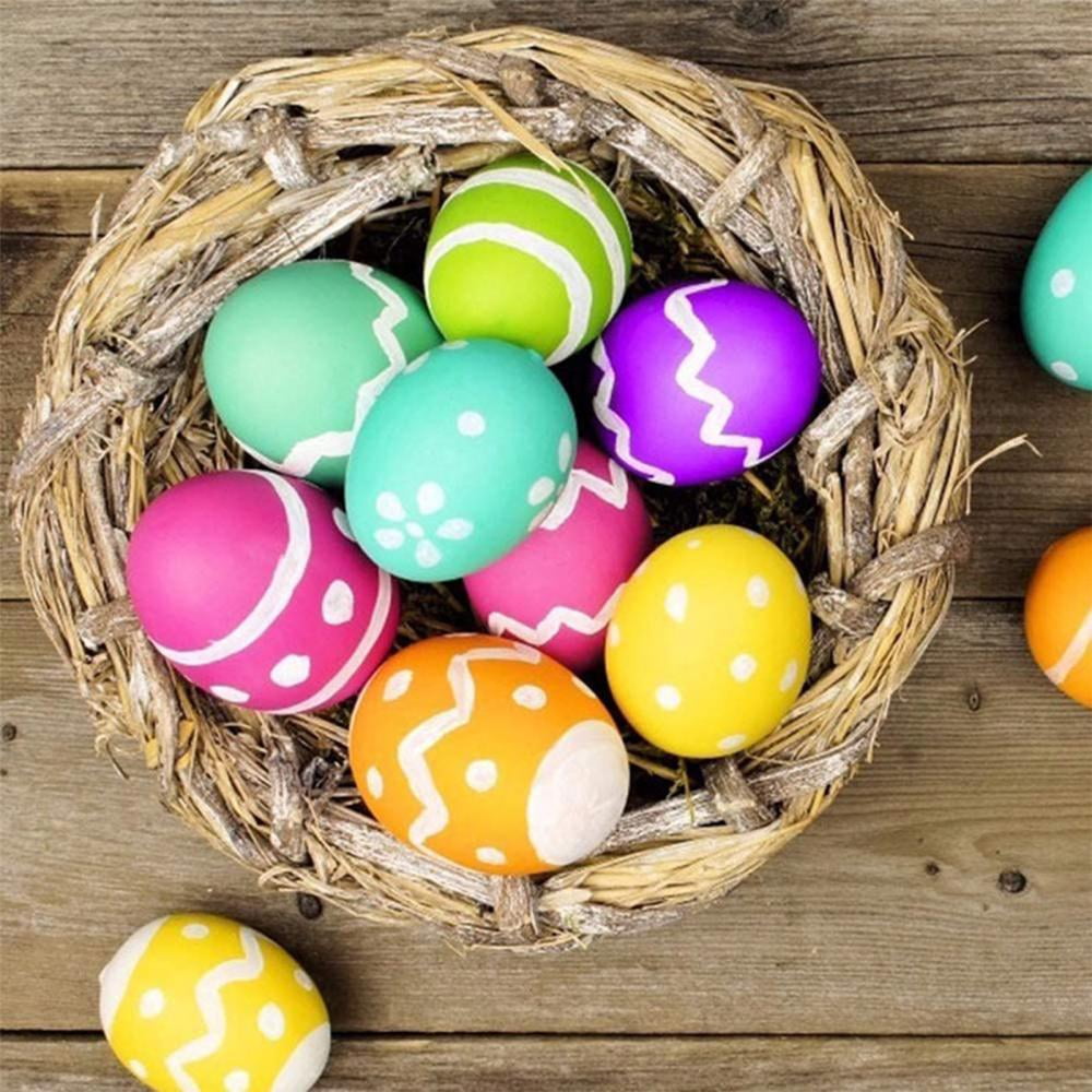 VWRXBZ Wooden Easter Egg Decorating Kit - DIY Painting Crafts with 10ml Paint and Brushes, Kids ...