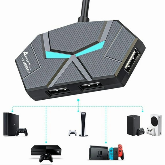 VX2 AimBox Keyboard and Mouse Adapter Multi-Function Charging USB Hub ...