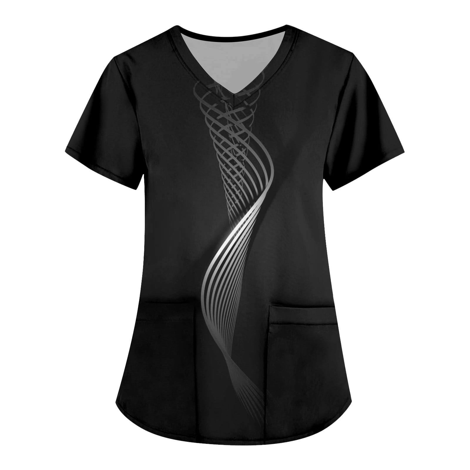 Vxararl Scrub Tops Women Clearance Professional Striped Color Block
