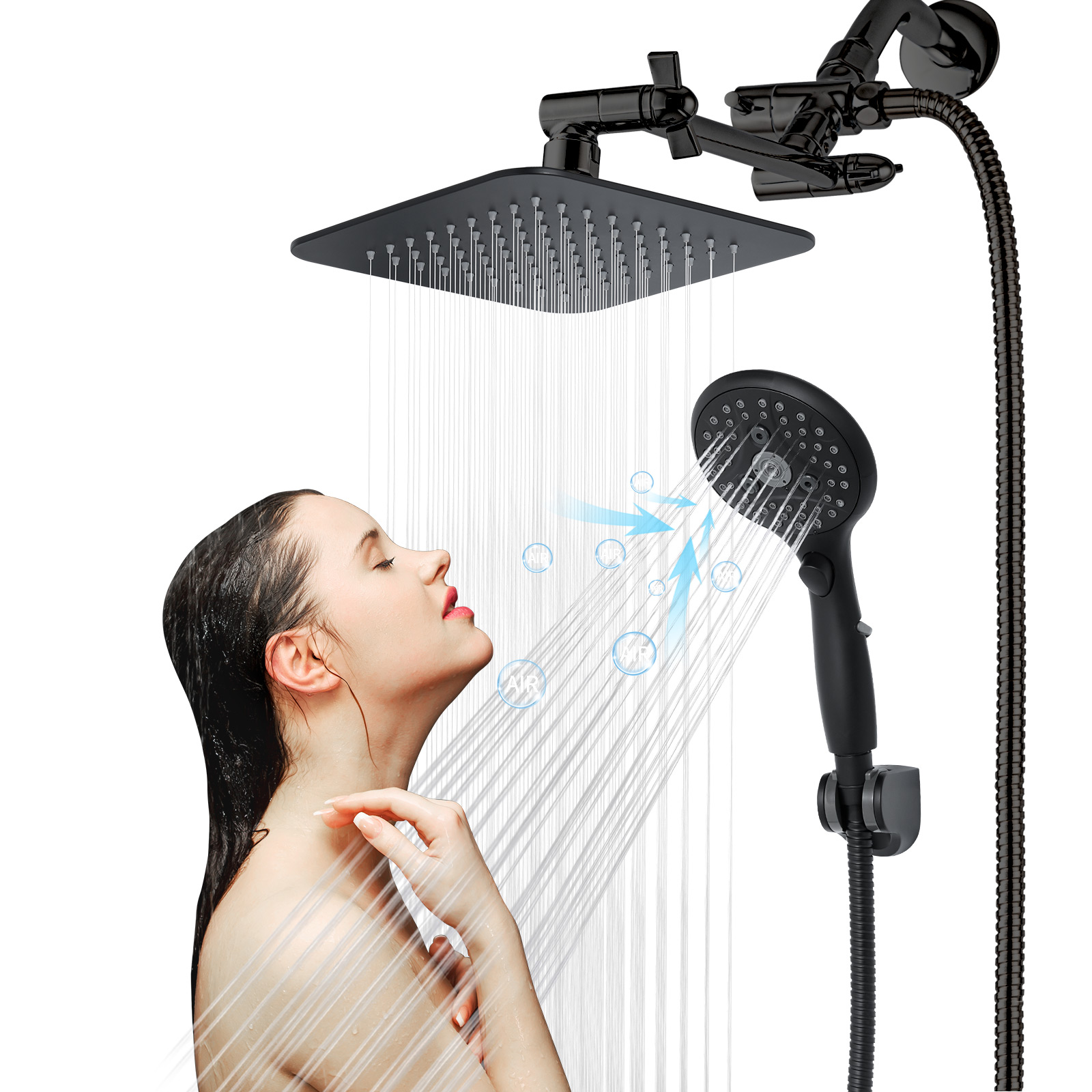 Waterpik PowerSpray+ 6-Spray 1.8 GPM Handheld Shower w/Easy Pause ...