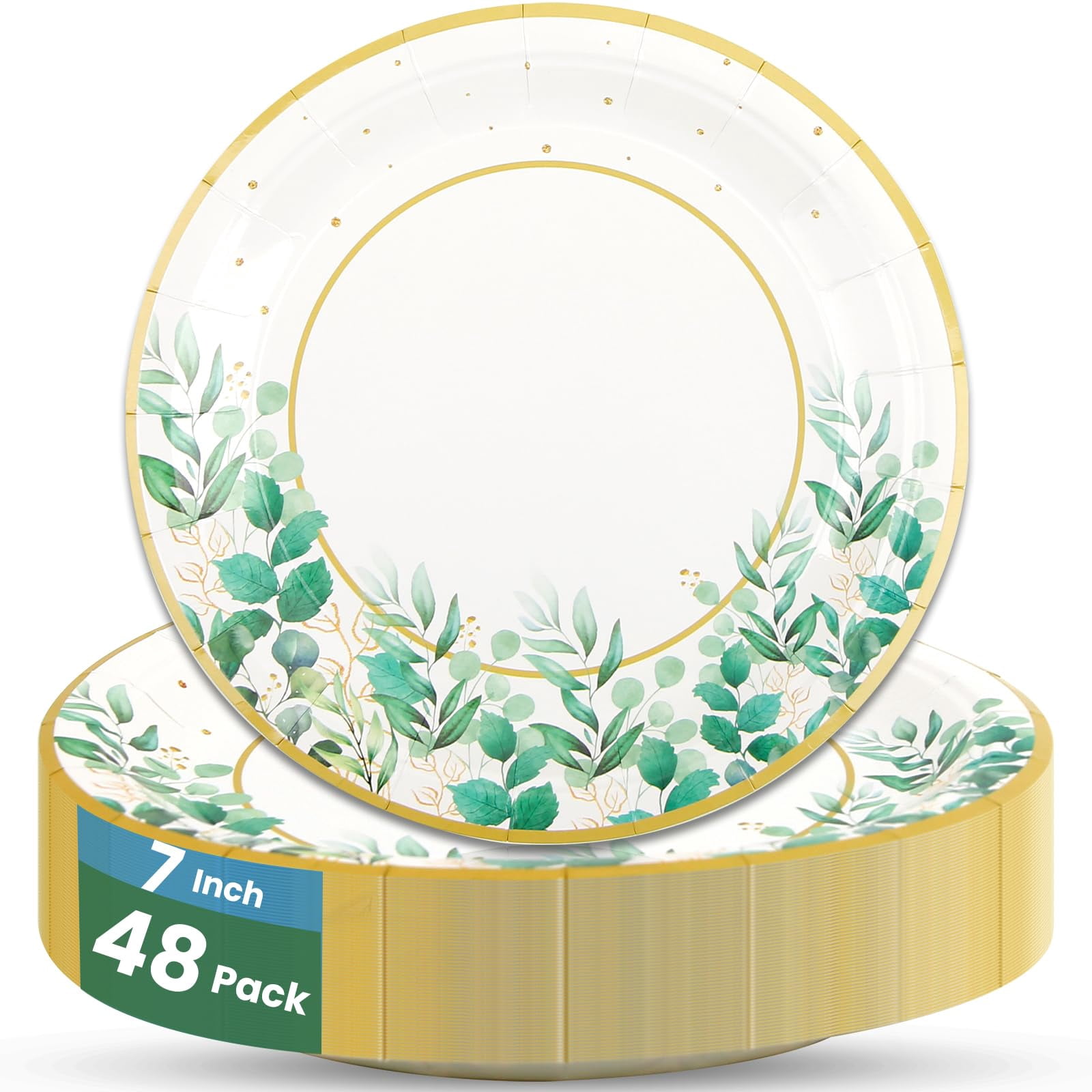 VXYW 48 CountITSC Disposable Paper Plates, 7 inches Party Dessert ...