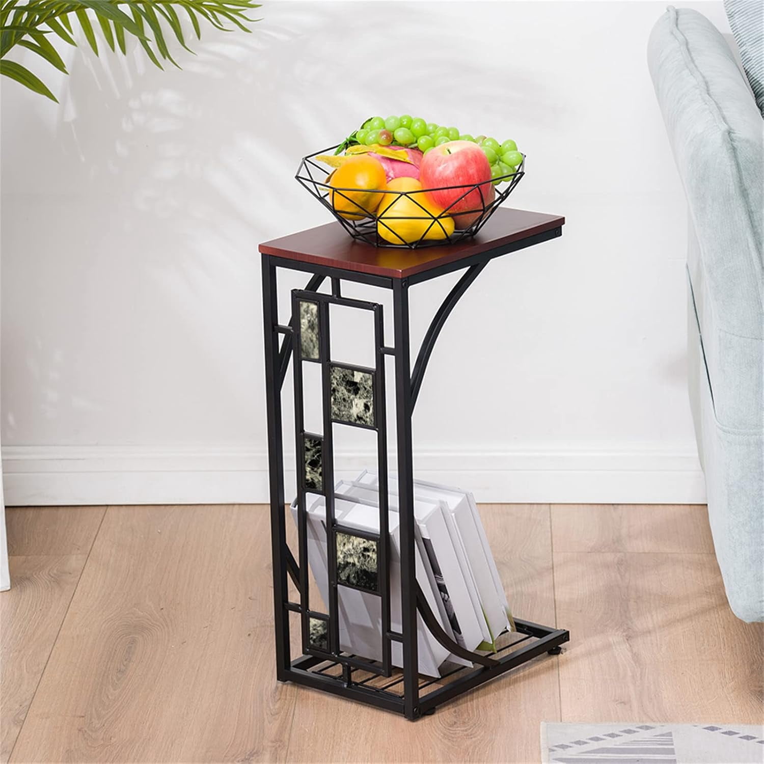 VYIBNOIM End Table C-Shaped Table Sofa Side Table Narrow Small Tv Tray ...