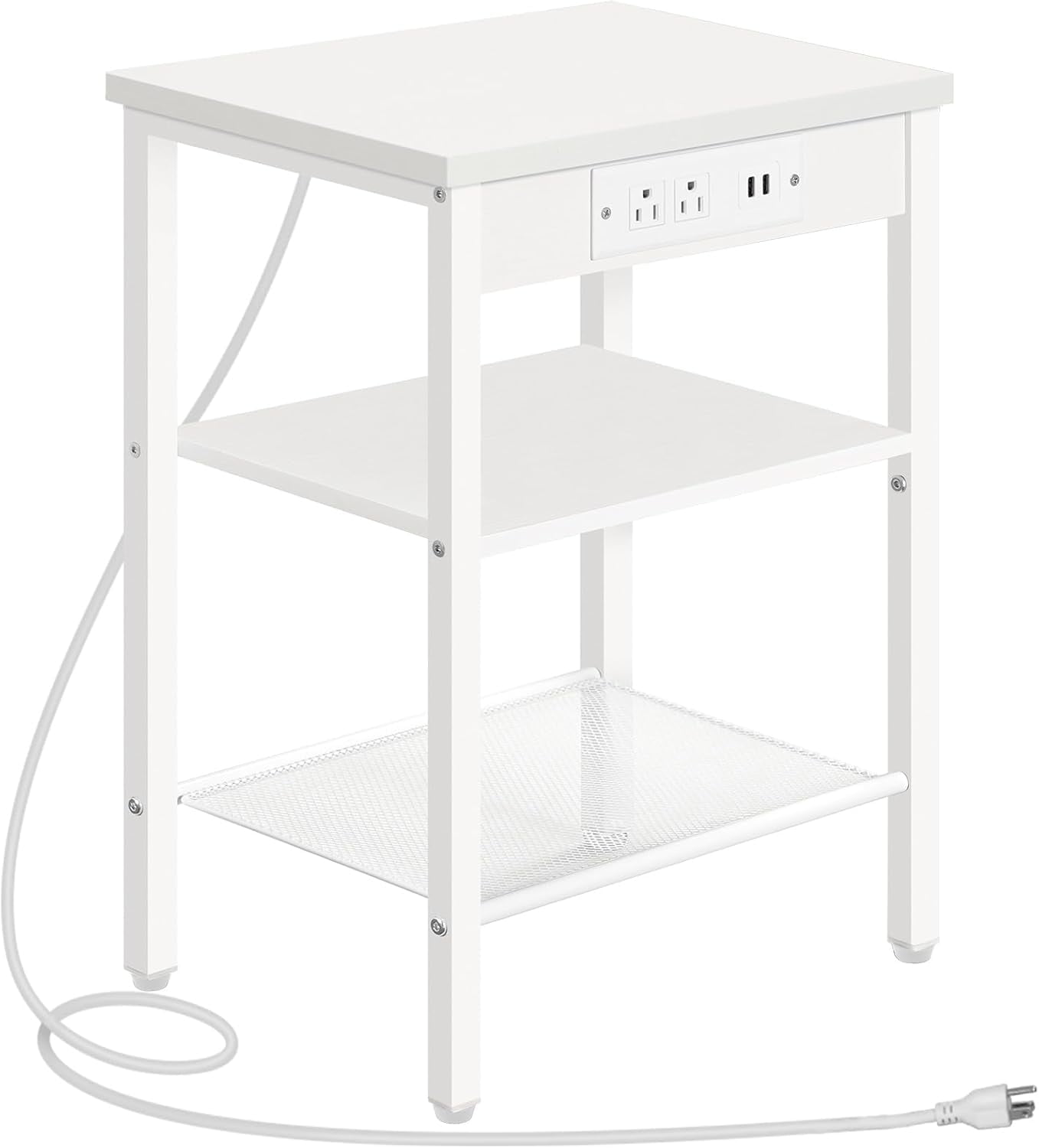 VYIBNOIM End Table with Charging Station and USB Ports Small Side Table ...