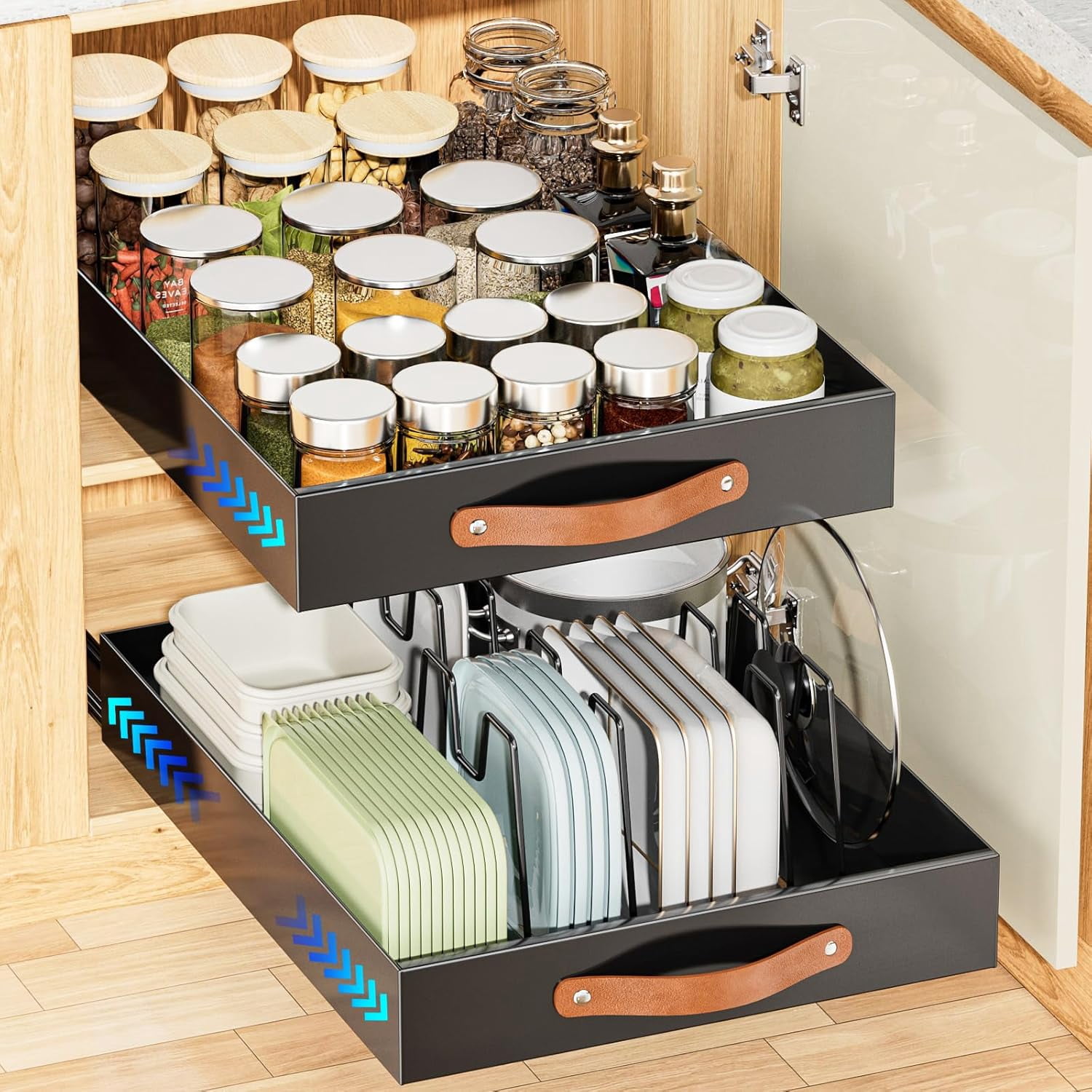 VYIBNOIM Pull Out Cabinet Organizer - Adhesive Slide Out Drawer - 13.8 ...