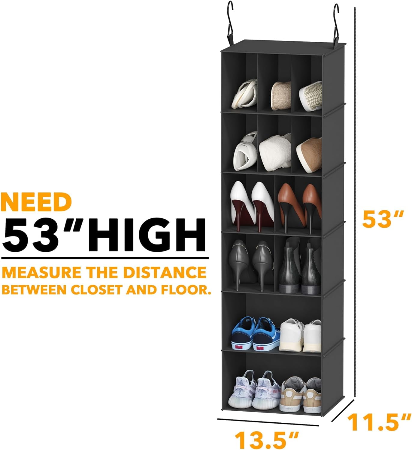 VYIBONTI 2 Pack Hanging Closet Organizer and Storage with Dividers 24 ...