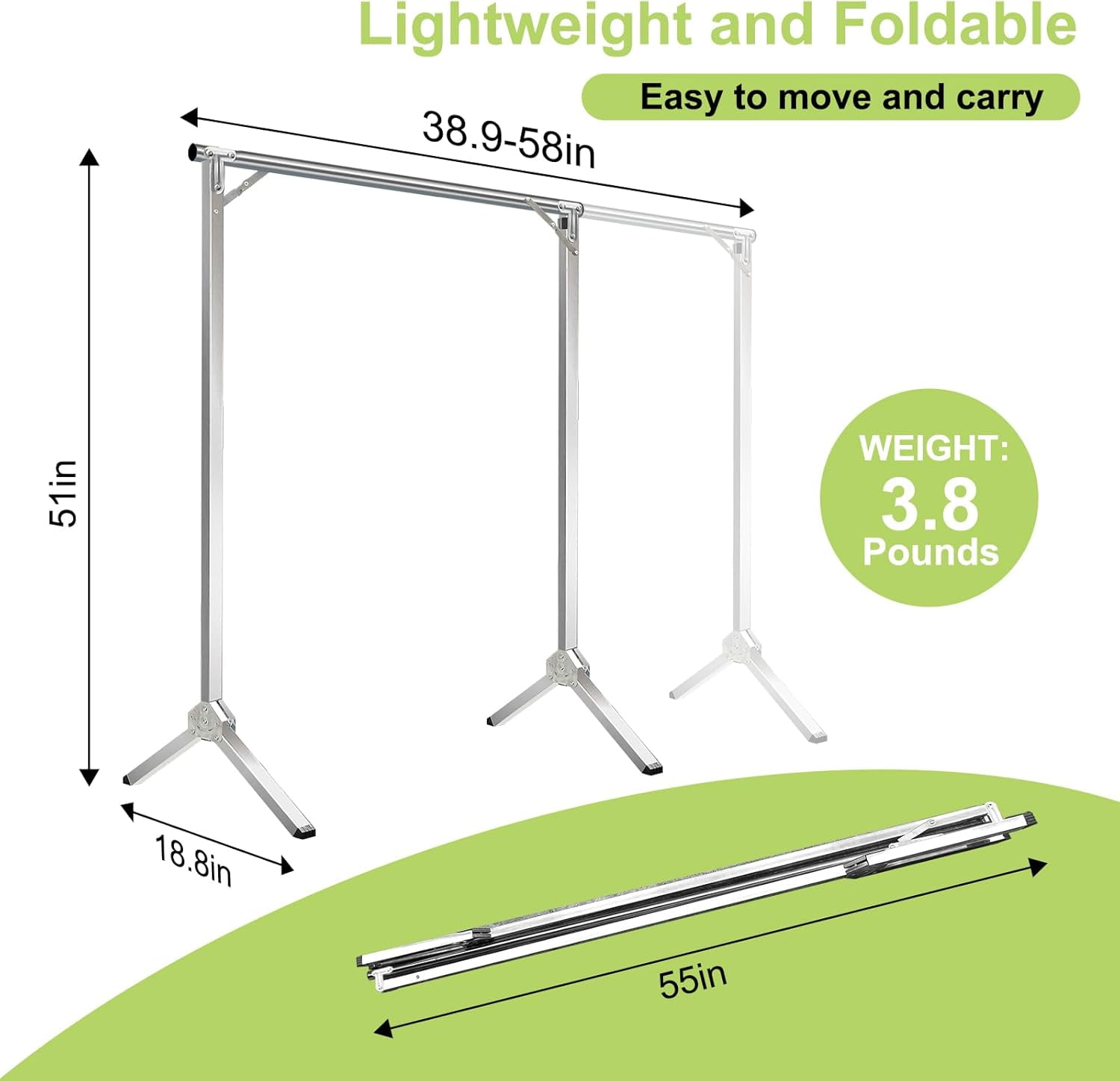 VYIBONTI 2025 Lightweight Clothes Drying Rack Foldable Length ...