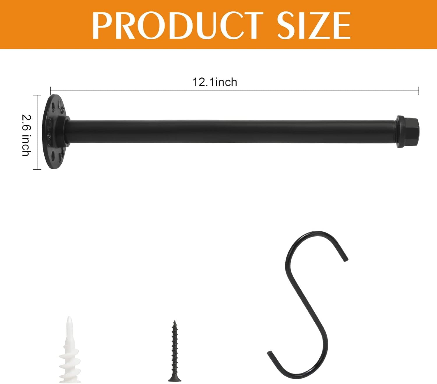 VYIBONTI 6 Pcs Pipe Clothes Bar 12 Inch Rustic Black Iron Pipe Clothing ...