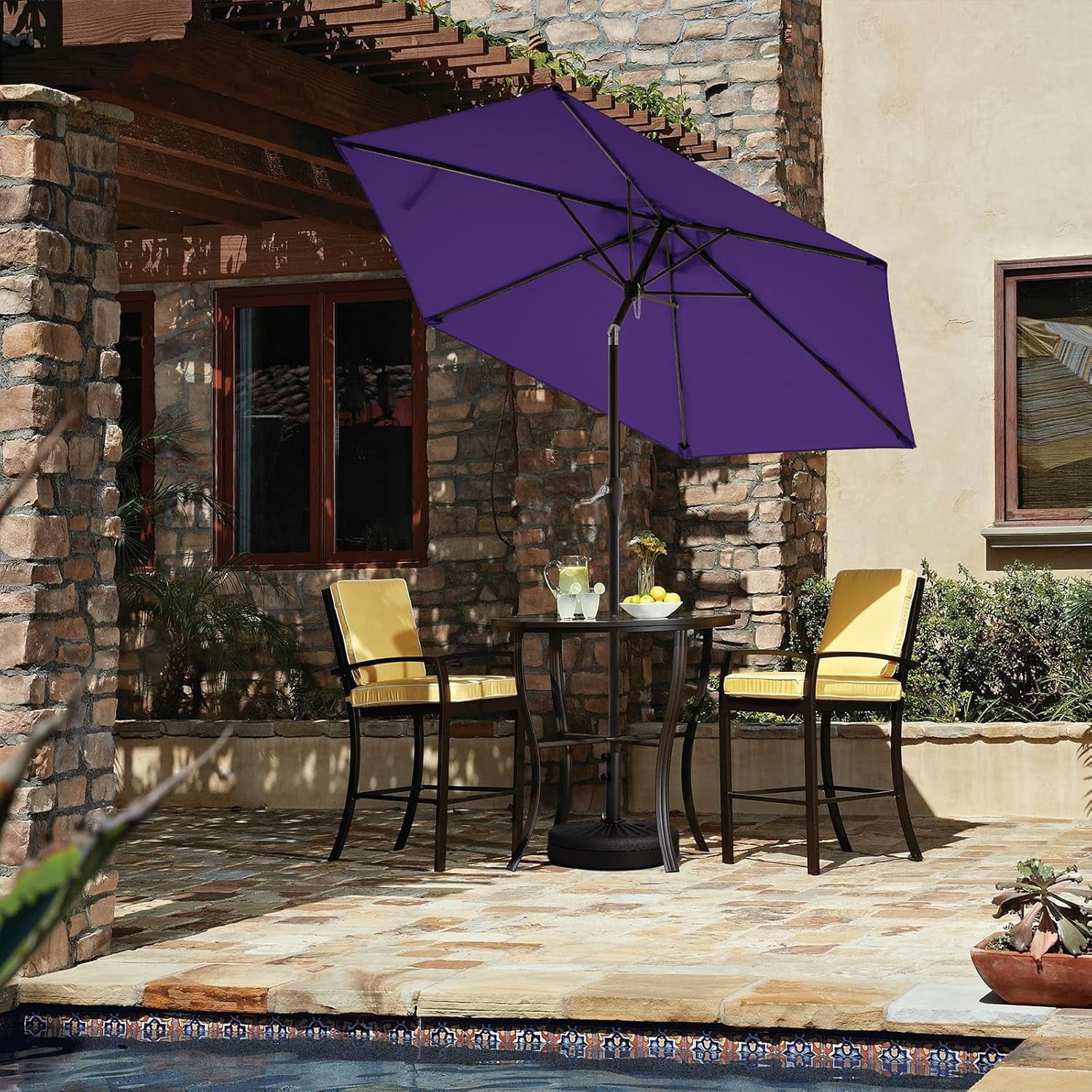 VYIBONTI 7.5FT Umbrella Market Table Umbrella with 6 Sturdy Ribs Push ...