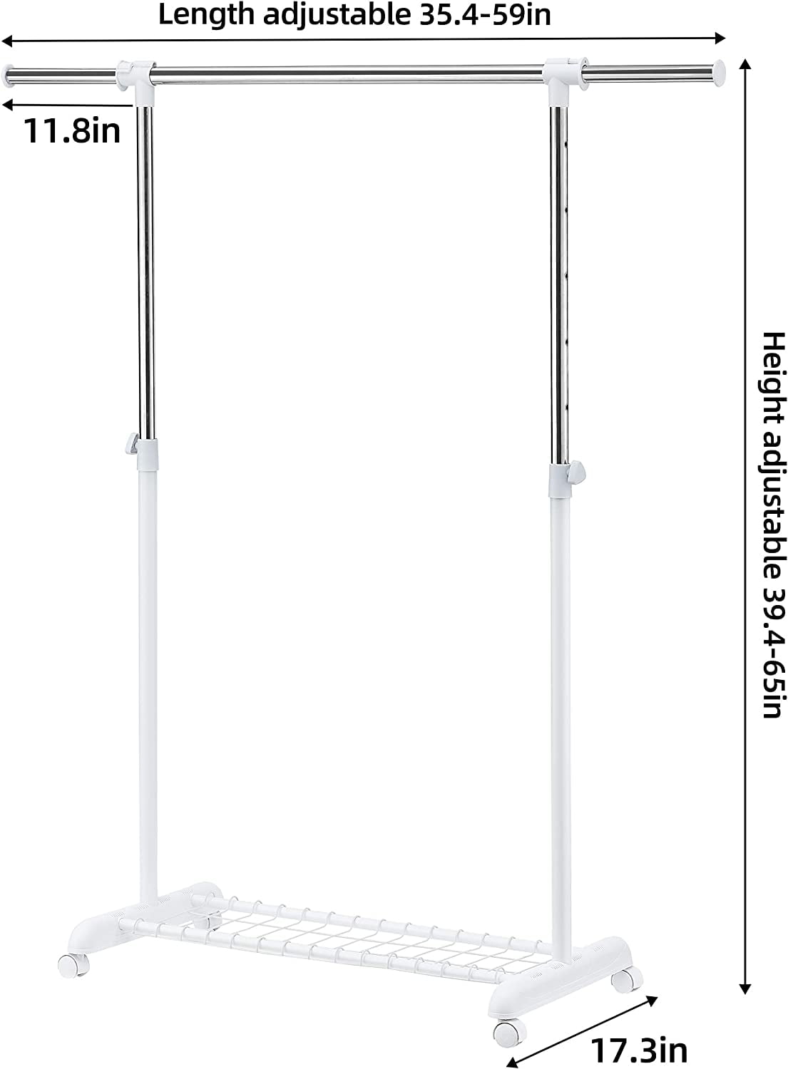 VYIBONTI Adjustable Clothing Rack for Hanging Clothes Heavy Duty ...