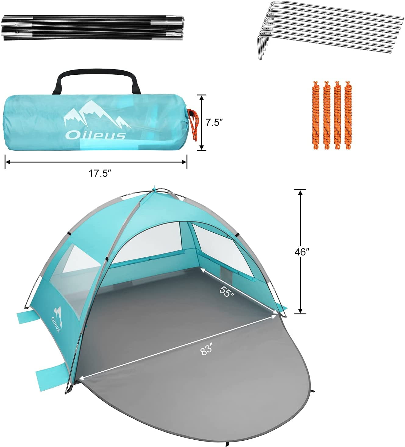 VYIBONTI Beach Tent 2-3 Person Portable Sun Shade Shelter UV Extended ...
