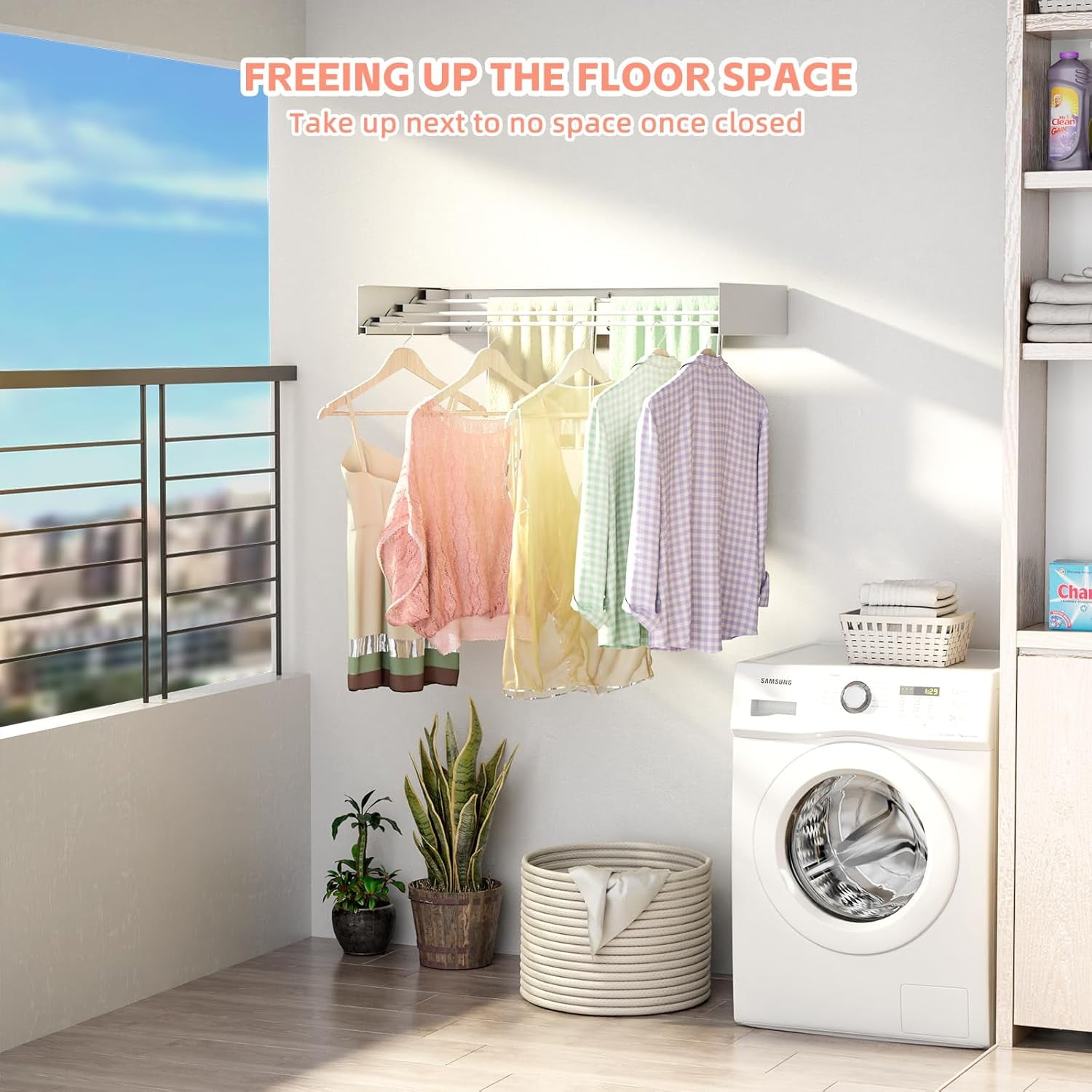 VYIBONTI Clothes Drying Rack Wall Mounted for Laundry Drying Rack ...