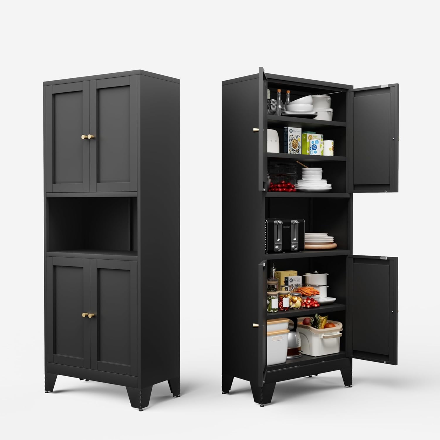 VYIBUION 71" Tall Farmhouse Style Metal Armoire Wardrobe Closet with 2 ...