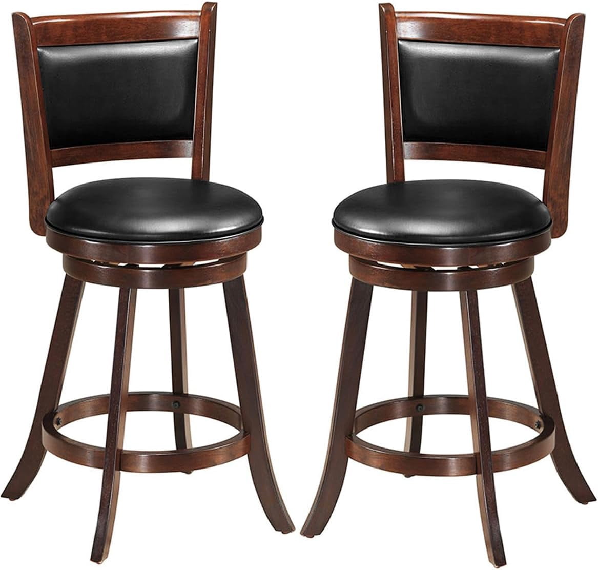 VYIBUON Bar Stools 360° Swivel Counter Height Bar Stools with Footrest ...