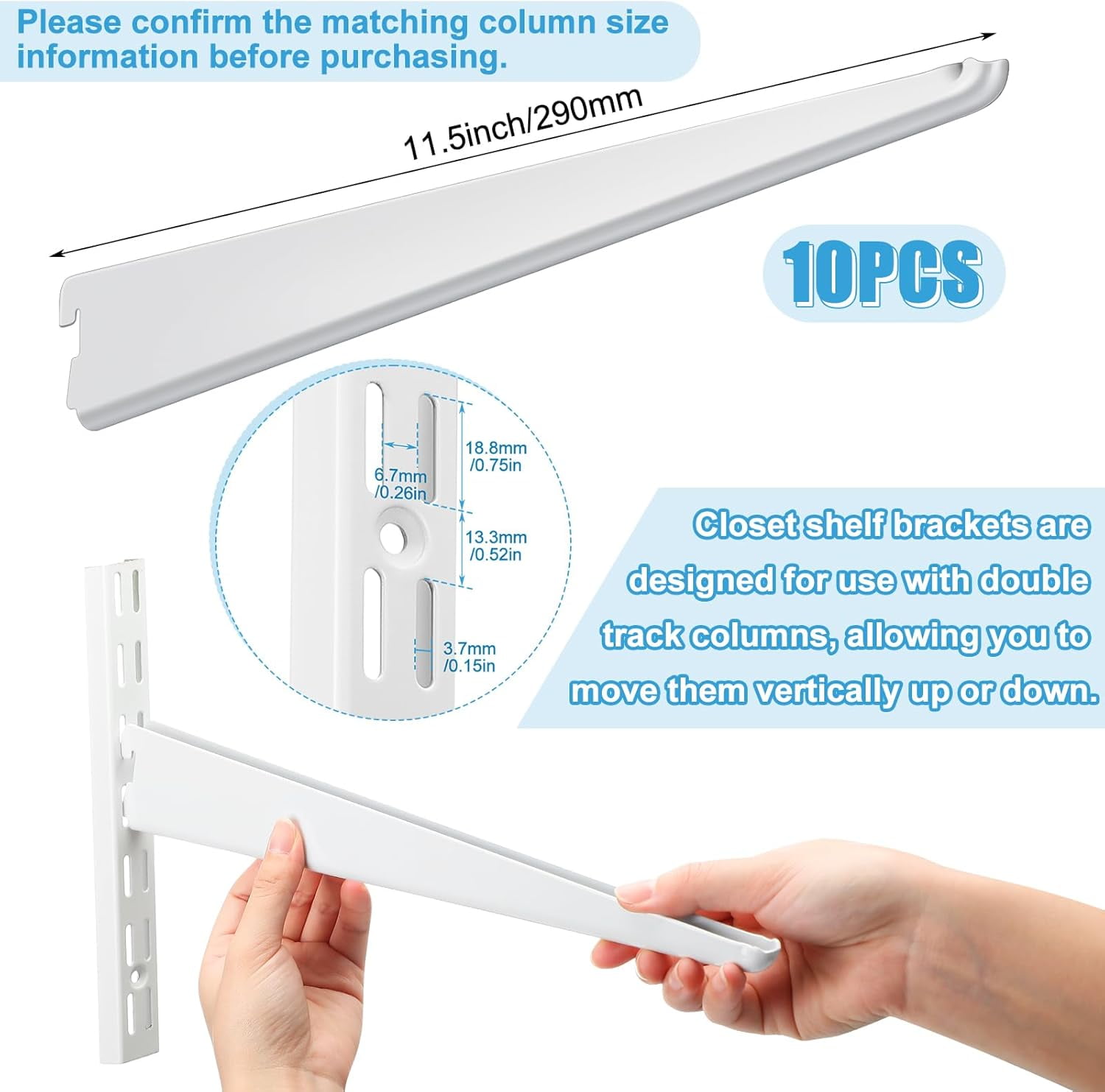 VYIHBO 10 Pack Adjustable Shelf for Double Track System Closet ...