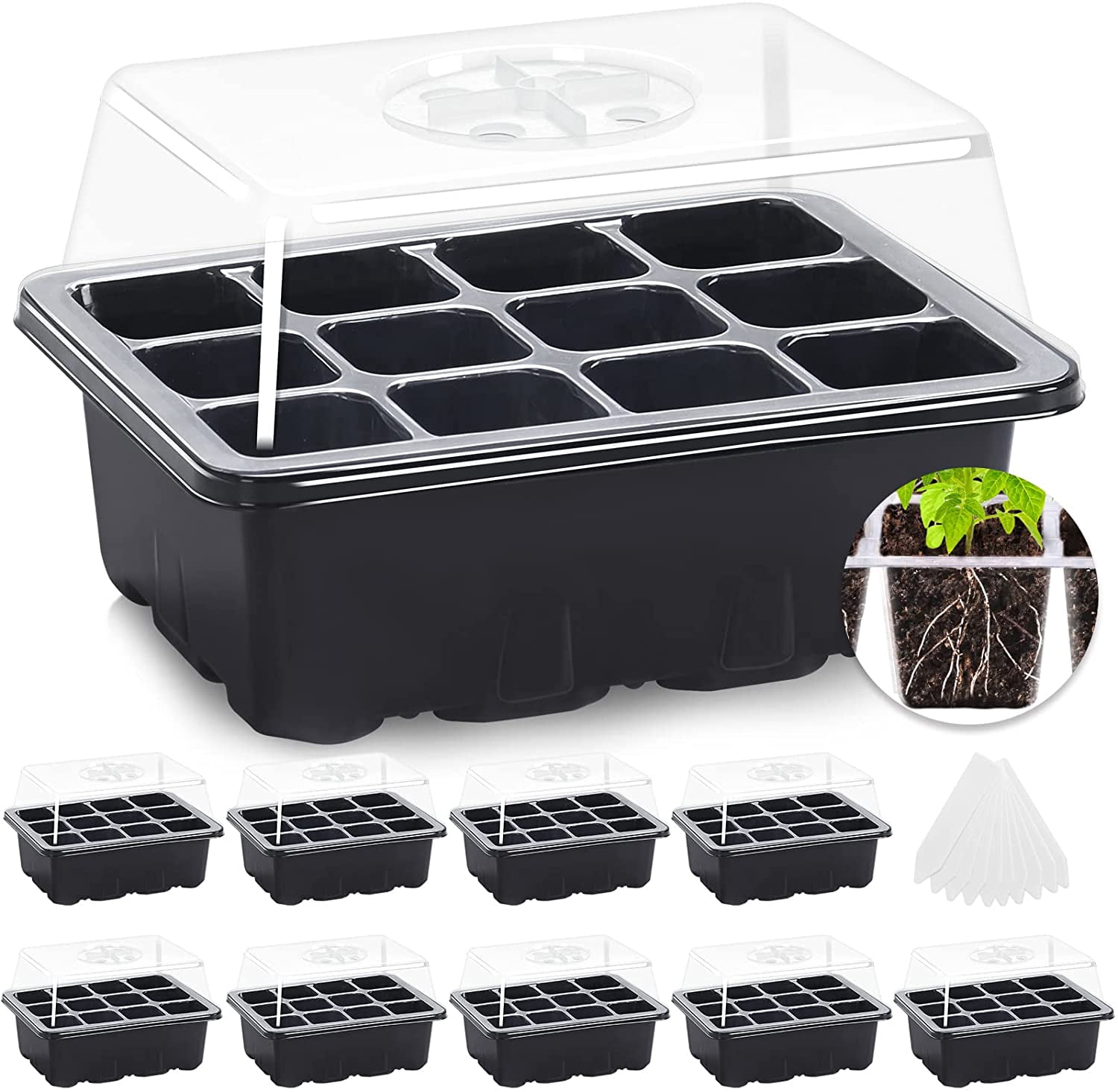 VYIHBO 10 Packs Seed Starter Tray Seed Starter Kit with Humidity Dome ...