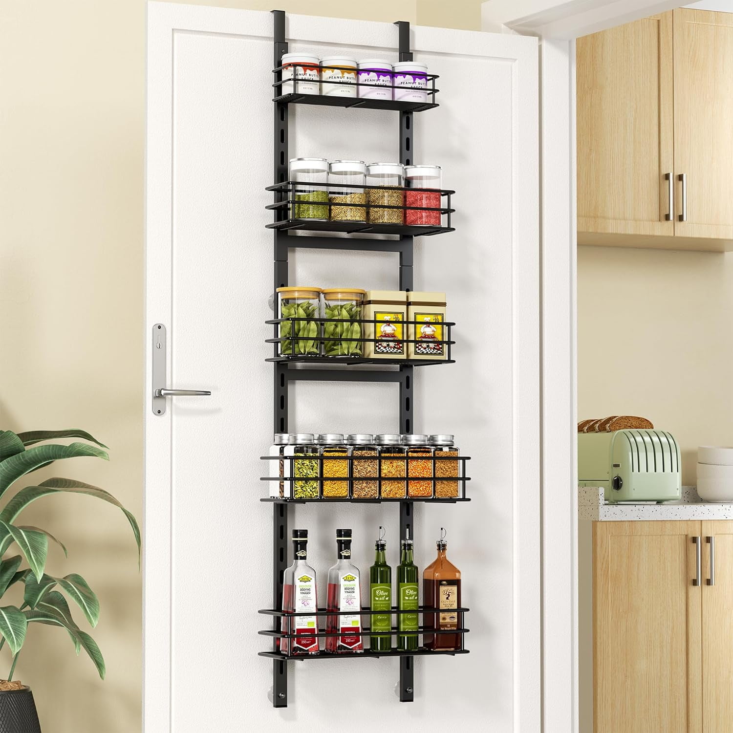 VYIHBO 12 Inches Wide Pantry Door Organizer 5 Tier Adjustable Hanging ...