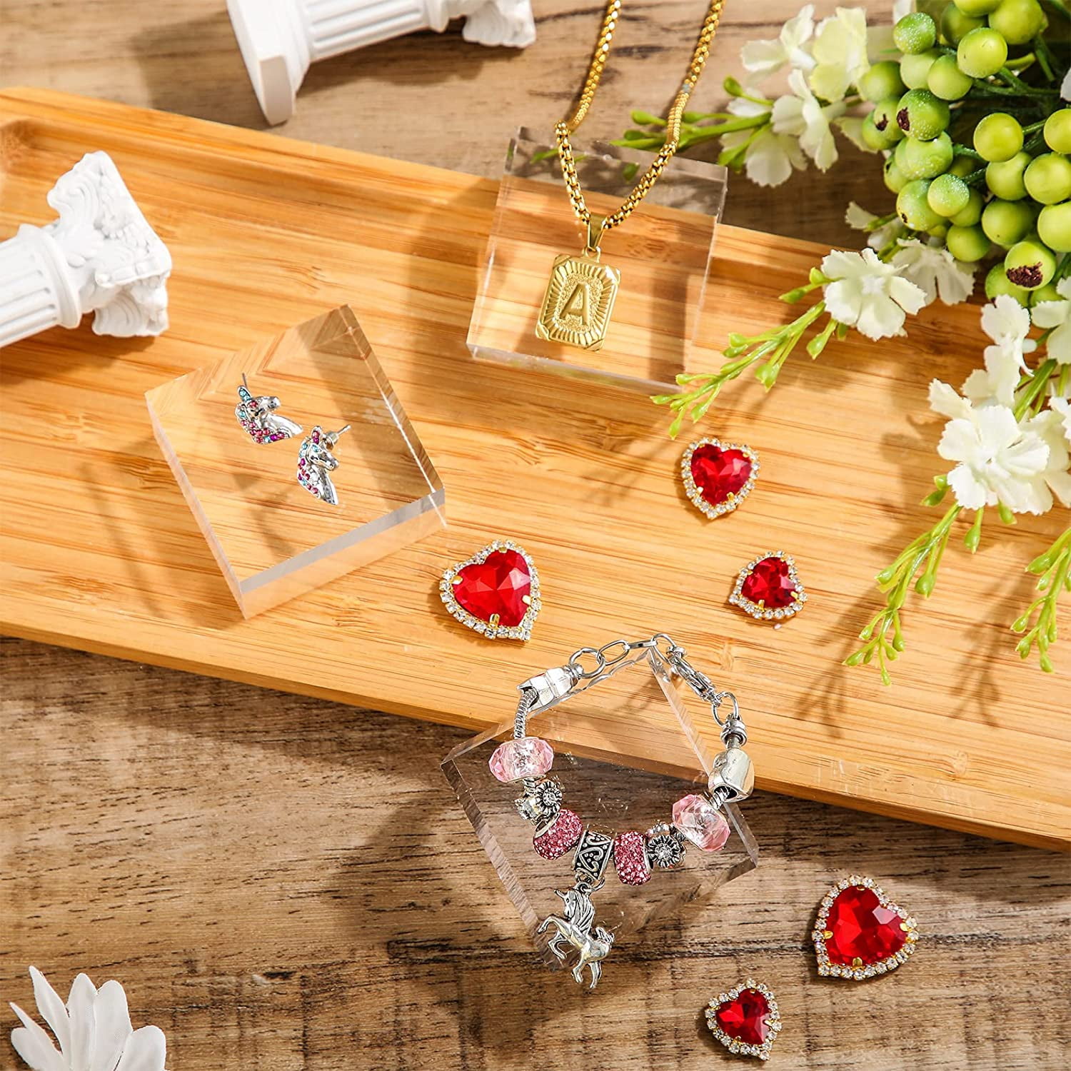 VYIHBO 16 Pcs Clear Acrylic Blocks Square Display Block Clear Polished ...