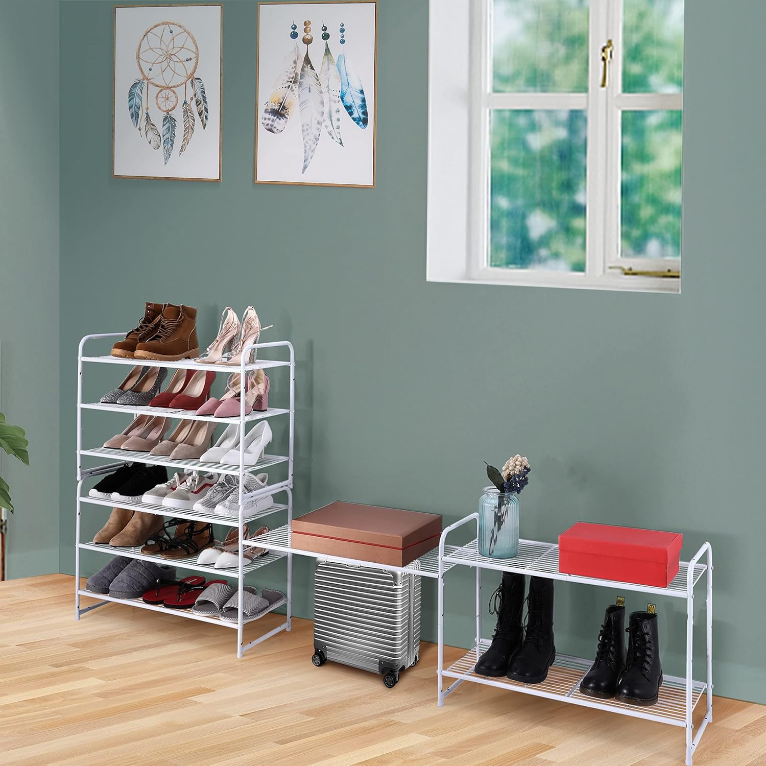 VYIHBO 2-Tier Stackable Shoe Rack Metal Shoe Shelf Storage Organizer ...