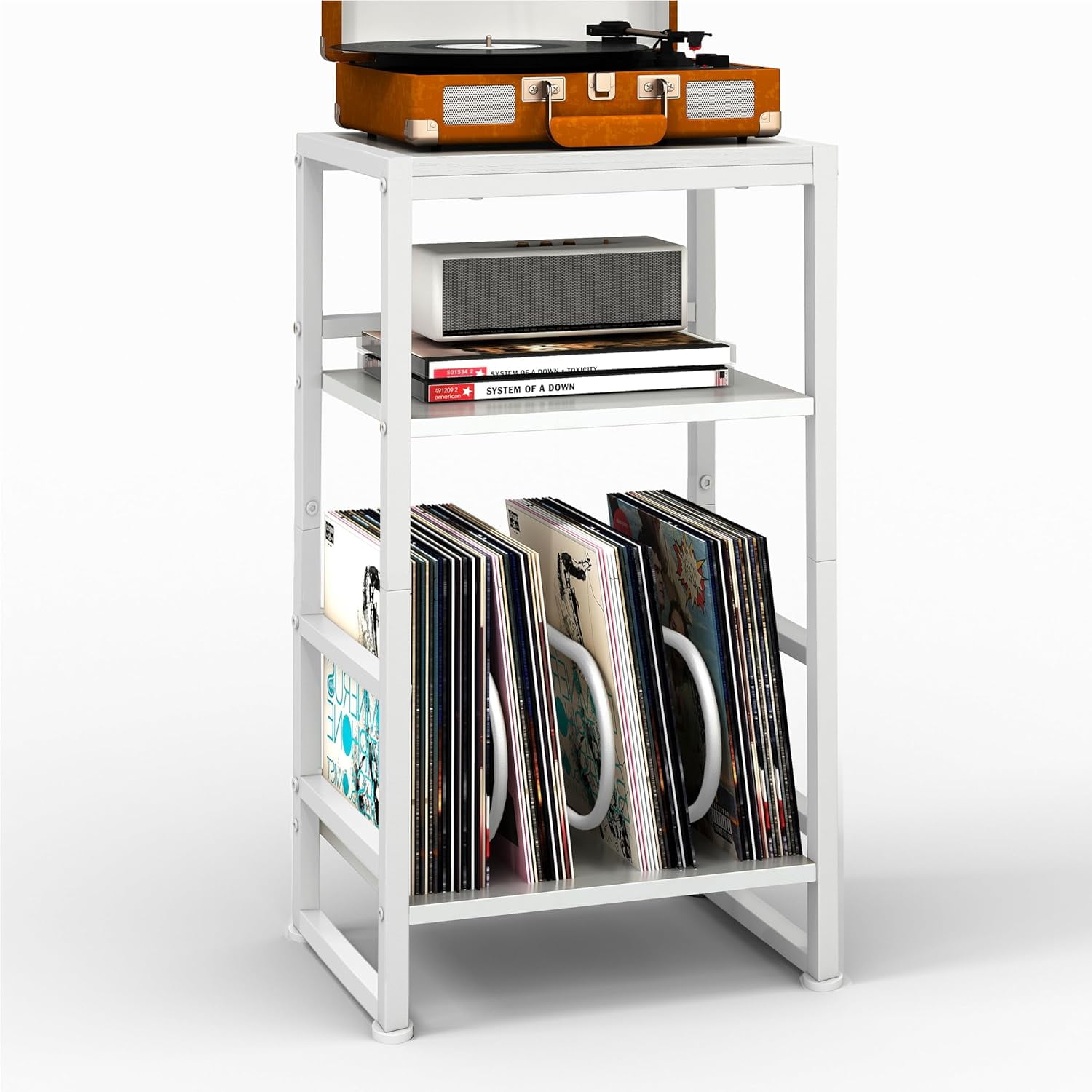 VYIHBO 3-Tier Vinyl Record Player Stand - End Table for Album Storage ...