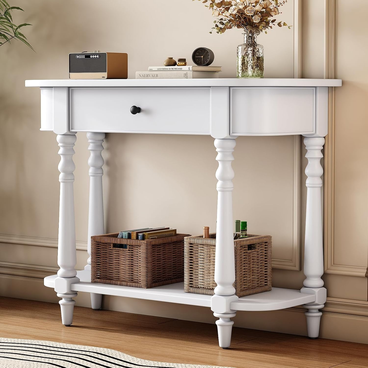 VYIHBO 36 Inch Accent Entry Console with Top Drawer and Open Bottom ...