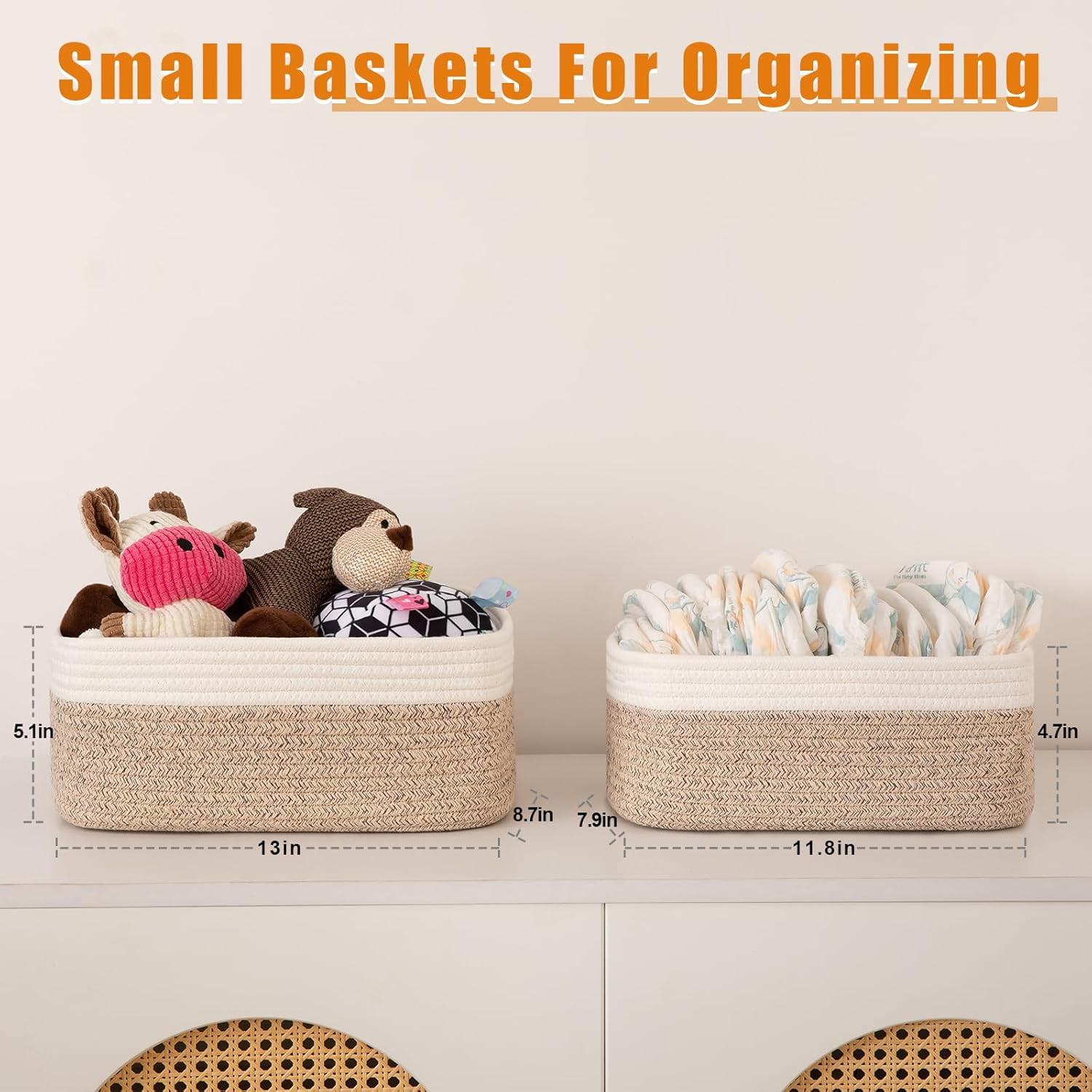 VYIHBO 4 Pack Storage Baskets for Organizing Small Baskets for Shelves ...