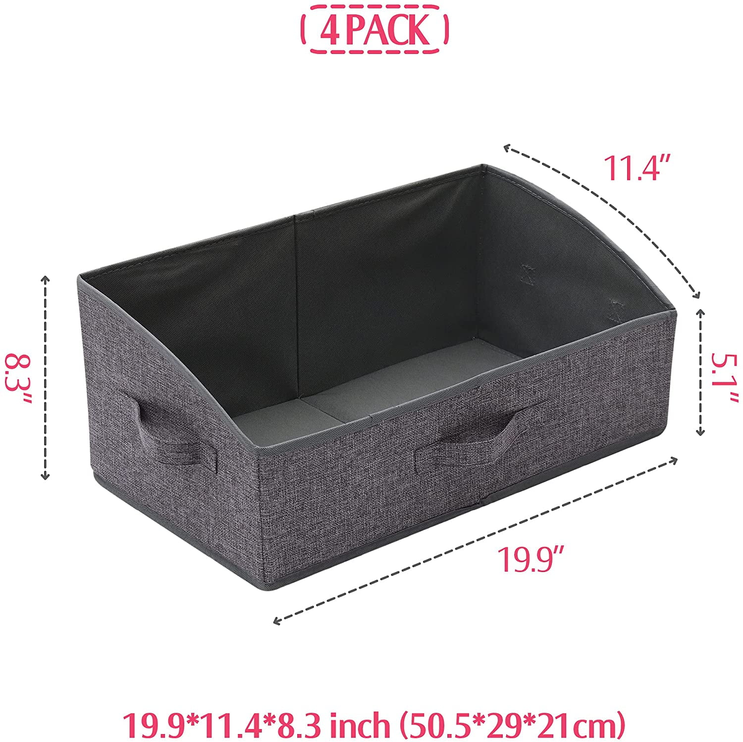 VYIHBO 4 Pack Trapezoid Large Foldable Closet Storage Bins with Handle ...