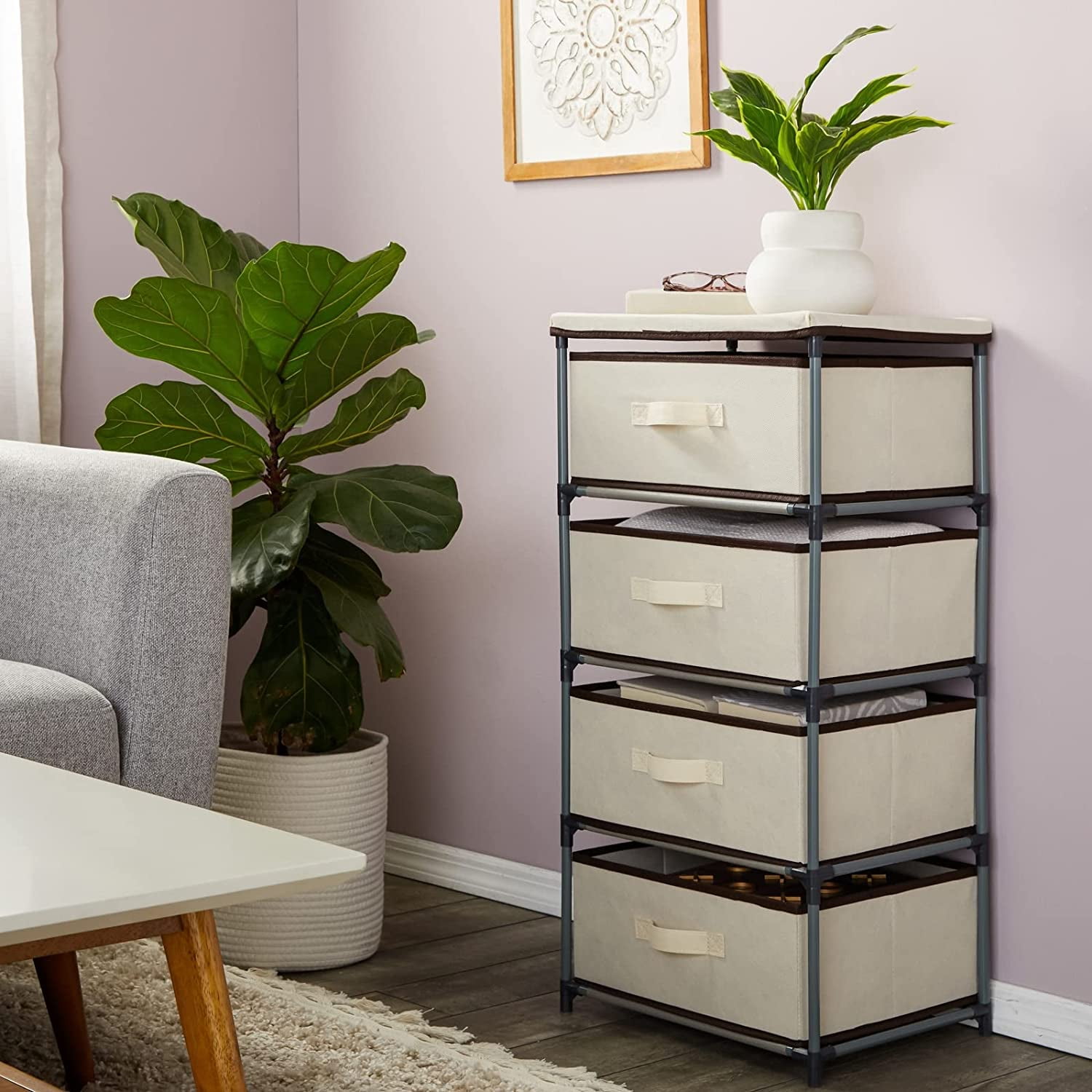 VYIHBO 4-Tier Tall Closet Dresser with Drawers - Clothes Organizer and ...