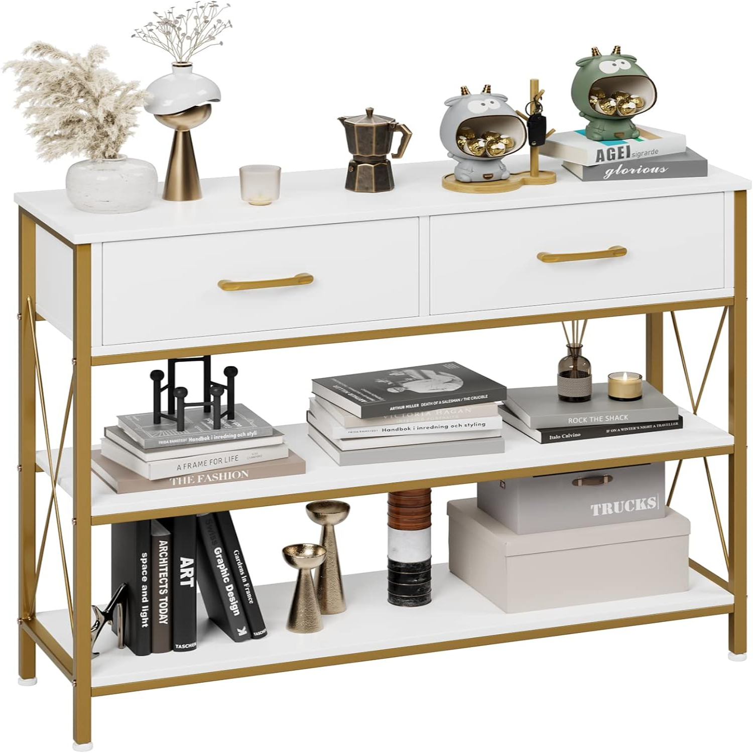 VYIHBO 47.2" Console Table with 3 Drawers Narrow Long Entryway Table ...