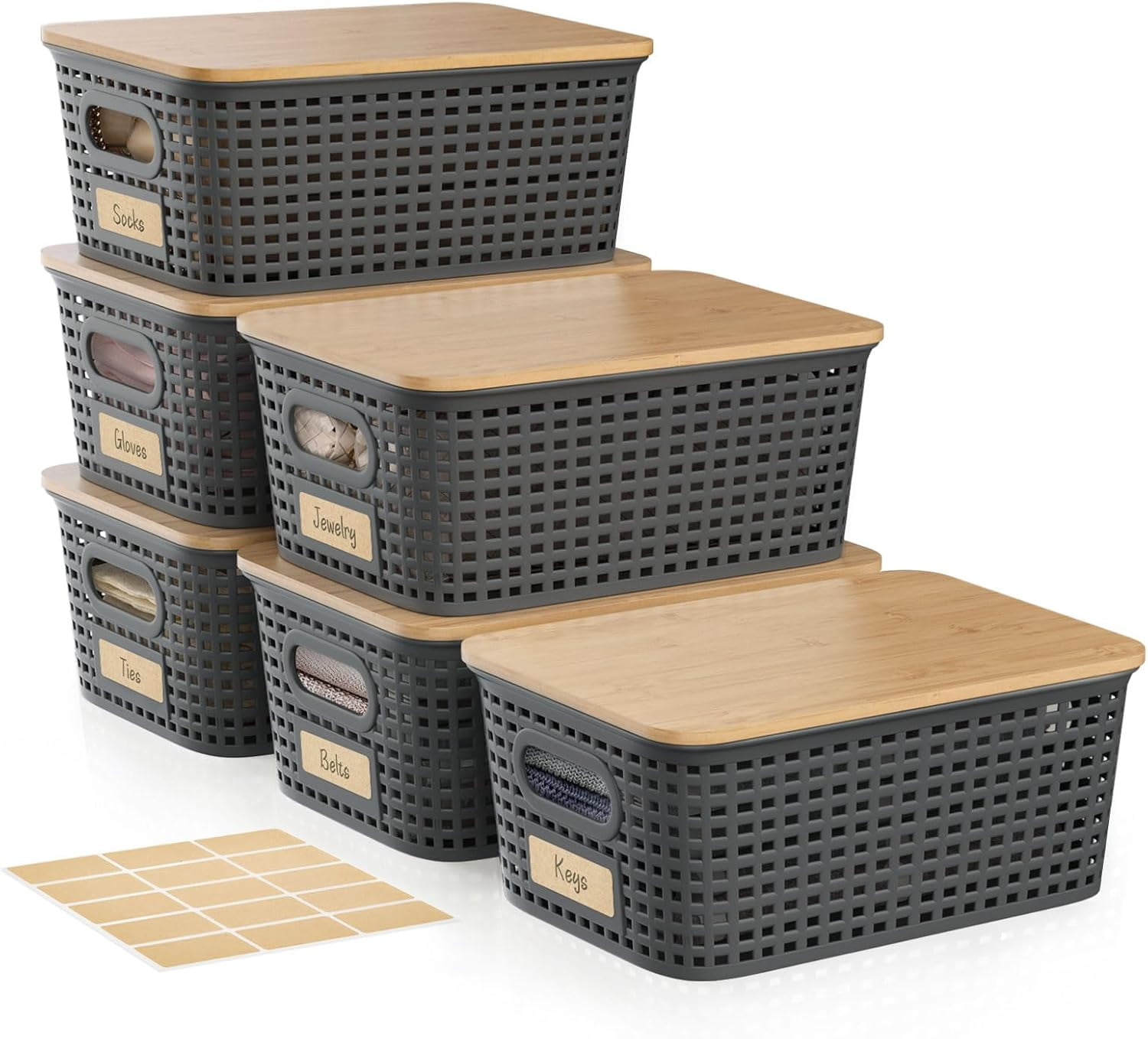VYIHBO 5 Quart Plastic Storage Bin with Lid Stackable Decorative ...