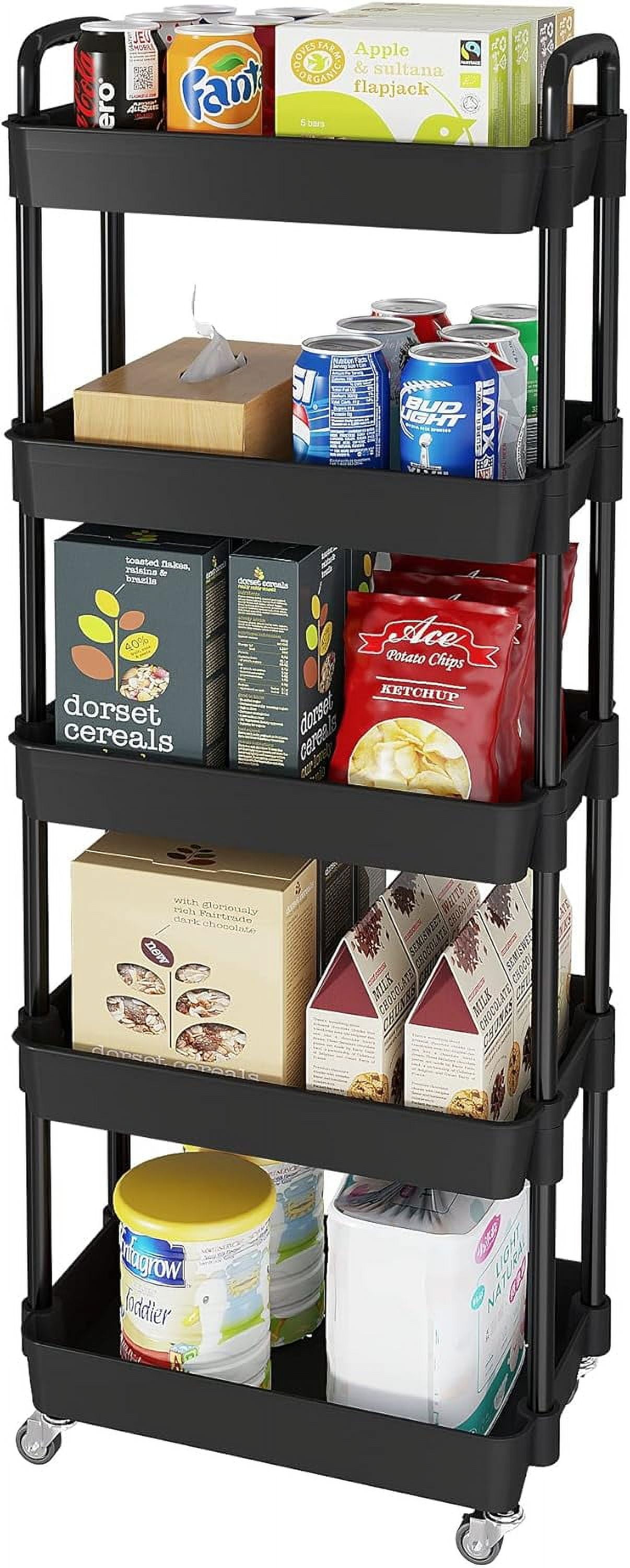 VYIHBO 5-Tier Storage Cart Multifunction Utility Rolling Cart Kitchen ...