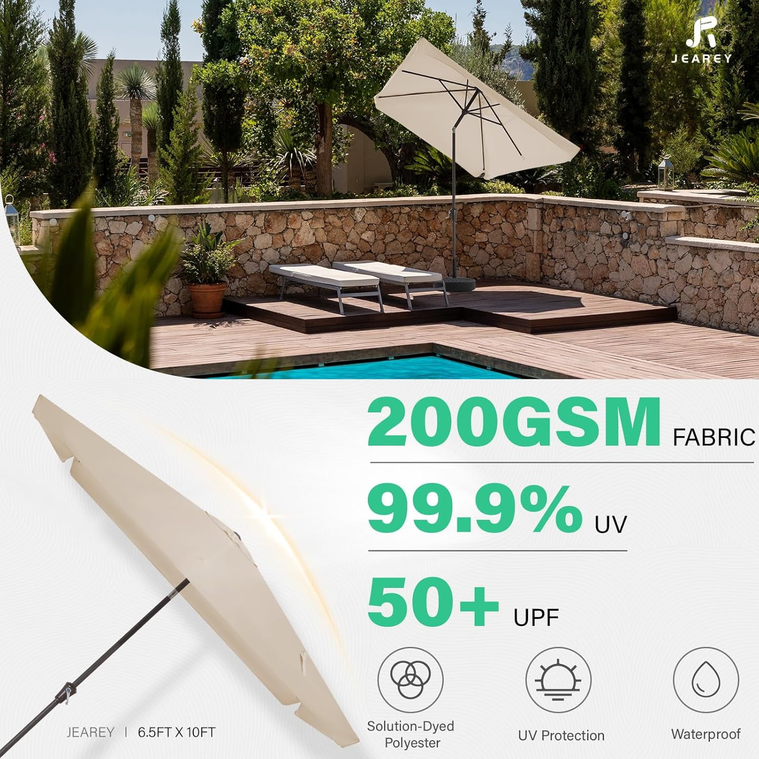 VYIHBO 6.5x10 ft Rectangular Table Market w/Push Button Tilt/Crank 6 ...