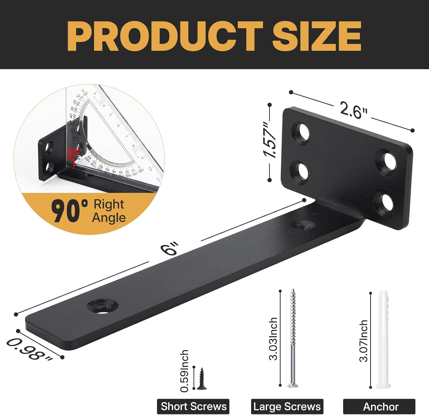 VYIHBO 6 Inch Floating Shelf Bracket 12 Pack Heavy Duty Black for Wall ...