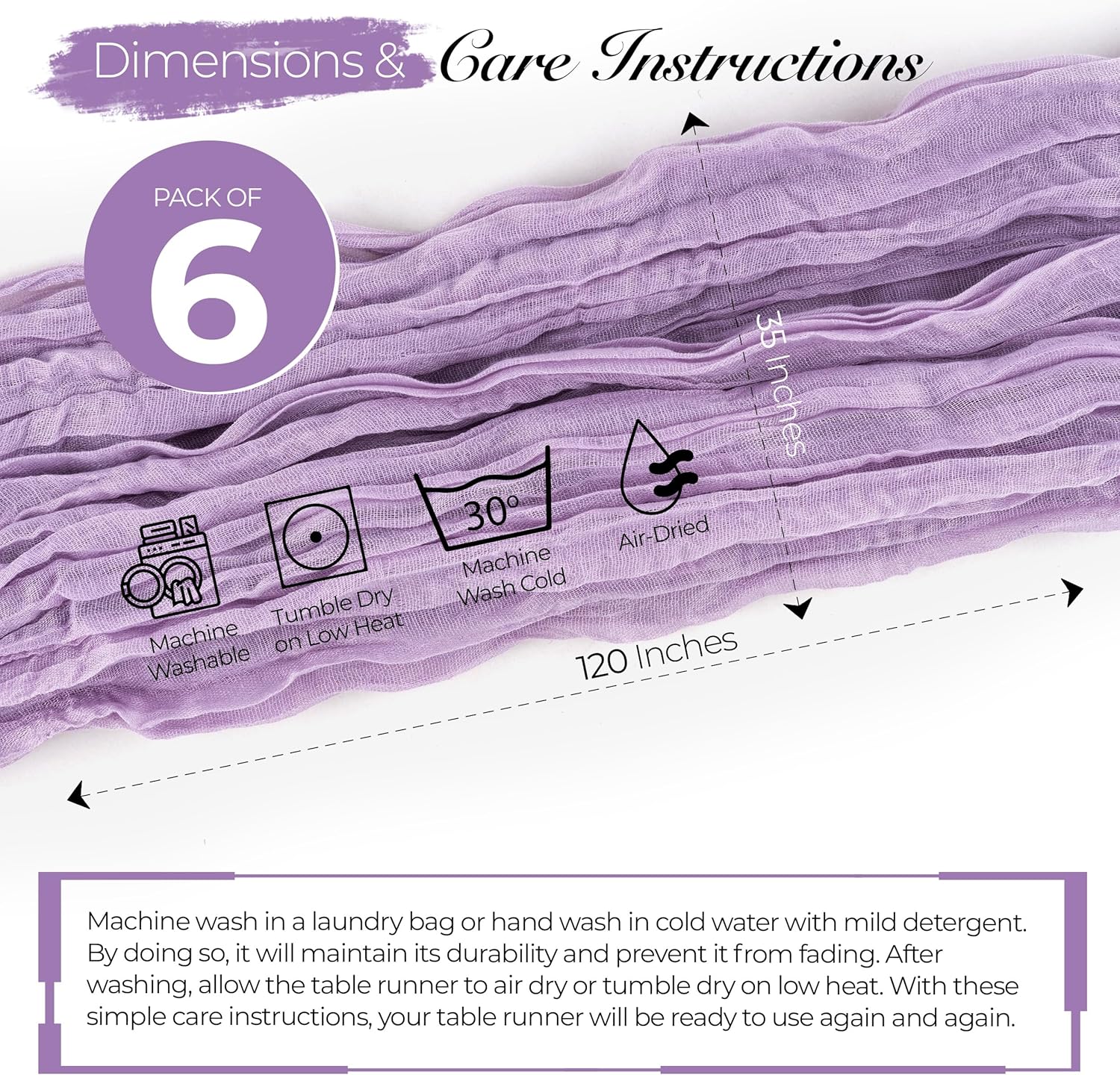 VYIHBO 6 Pack Cheese Cloth Table Runners 10 Foot Cheesecloth Table ...