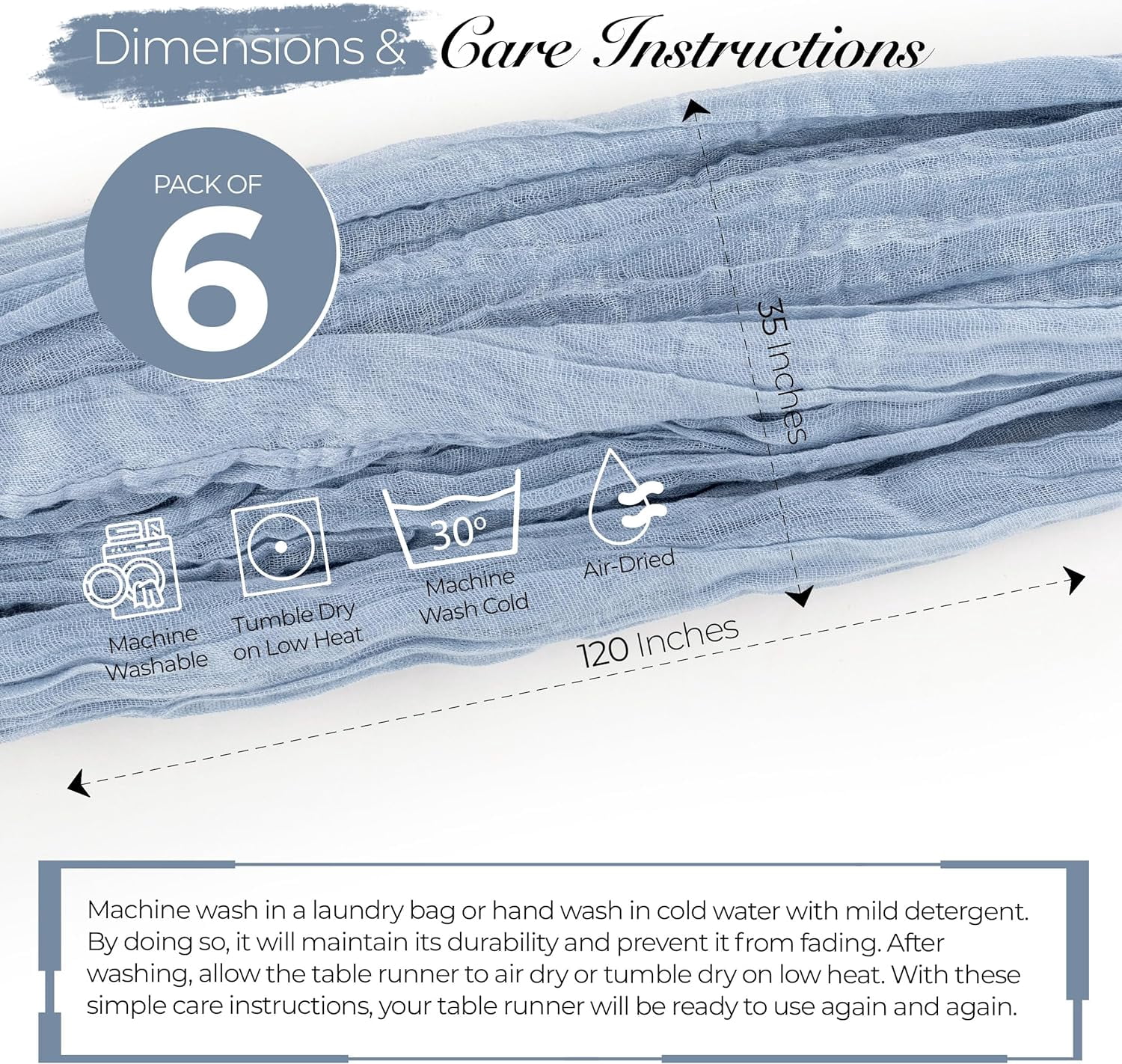 VYIHBO 6 Pack Cheese Cloth Table Runners 10 Foot Cheesecloth Table ...