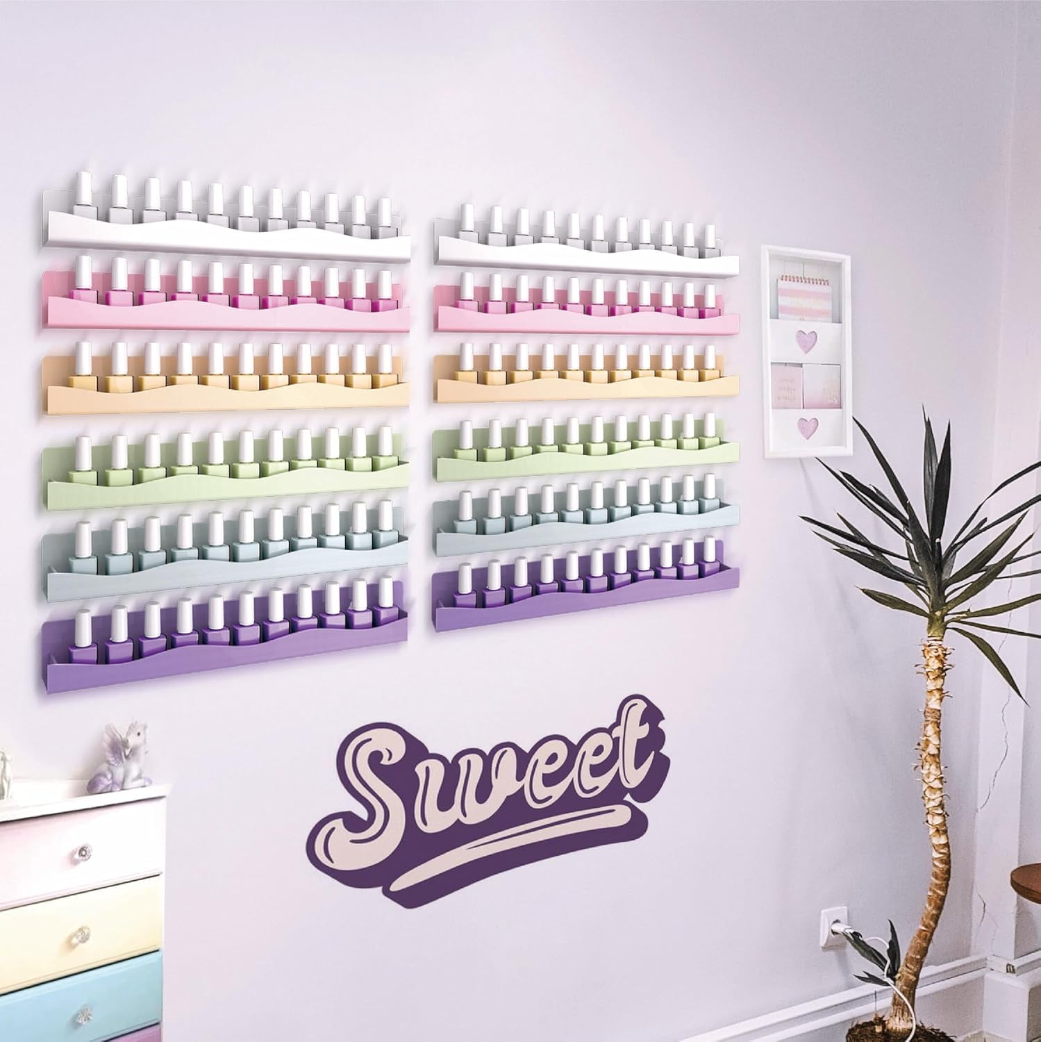 VYIHBO 6 Pack Nail Polish Wall Mounted Shelf 15 Inch Nail Polish ...