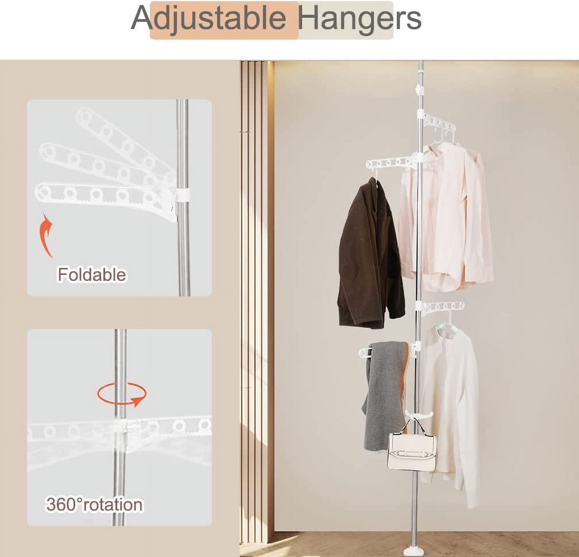 qewtrs Adjustable Laundry Pole Corner Clothes Garment Drying Rack Hat ...